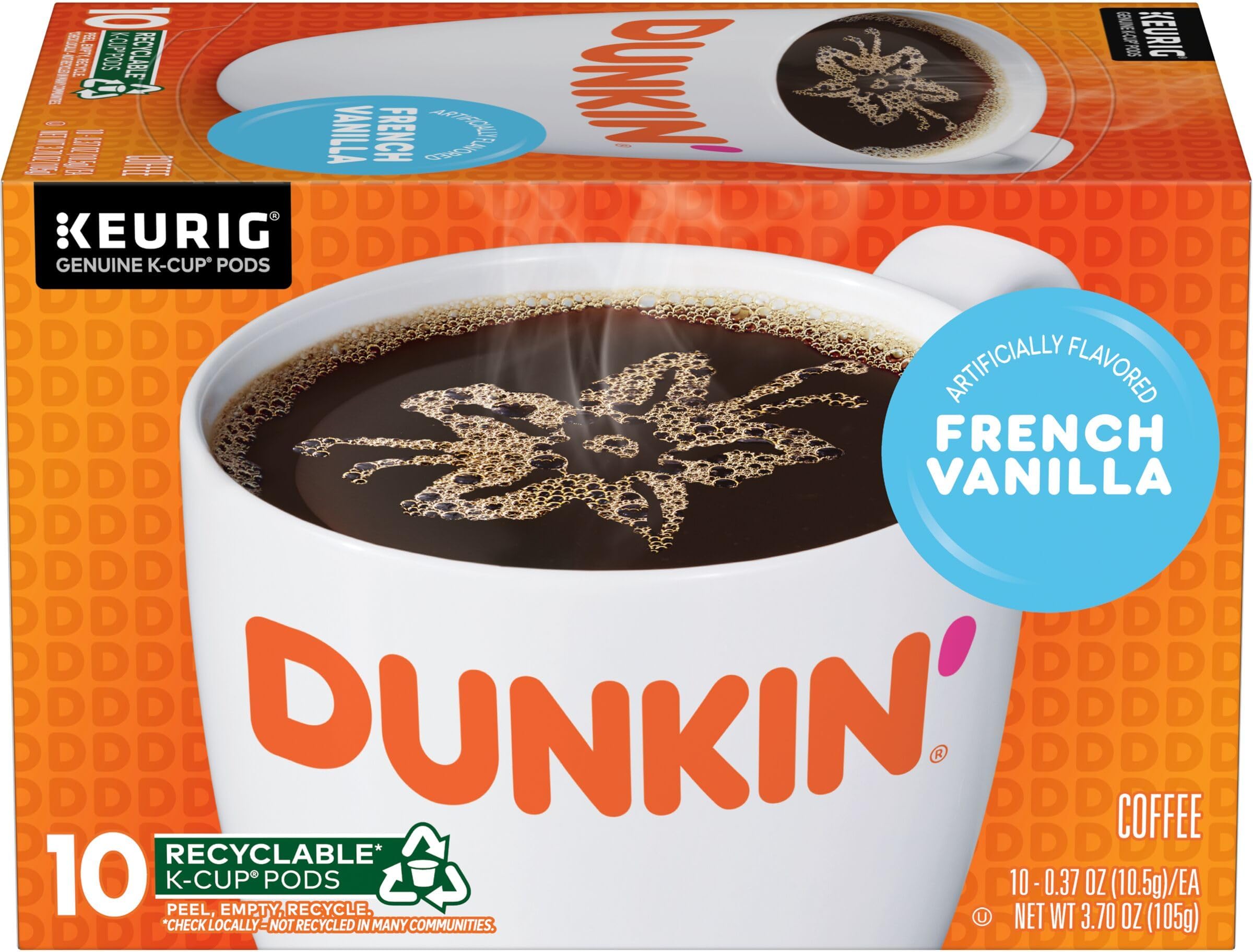 Amazon.com: Dunkin' French Vanilla Flavored Coffee, 10 Keurig K-Cup ...
