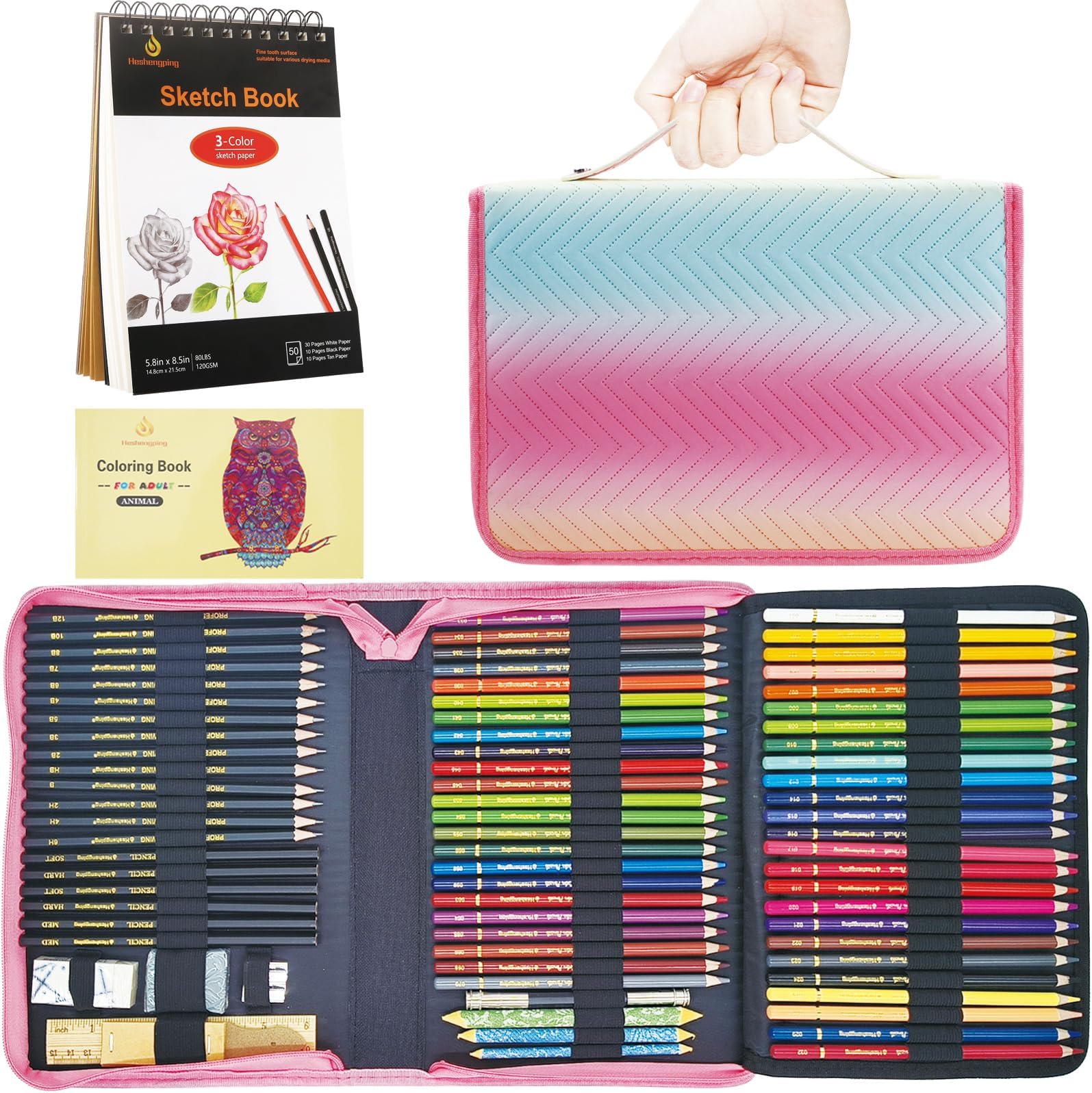 Amazon.com : 42 Pack Drawing Set Sketching Kit, Art Supplies with 3 ...