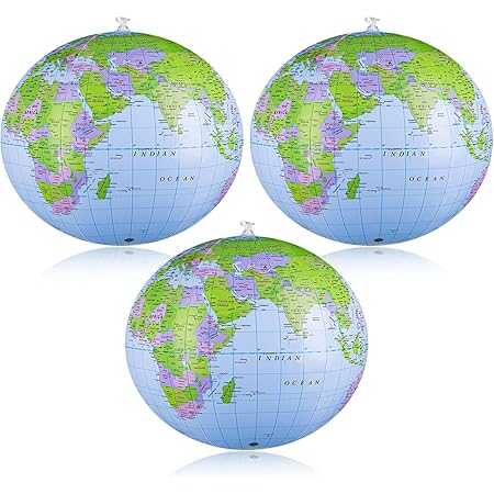 Xinzistar 3 Pack Inflatable Globes World Map Globe Ball 16 Inches PVC ...