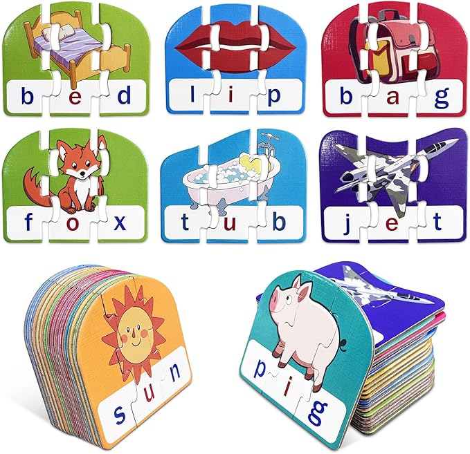 Amazon.com: CVC Puzzle Cards for Kids – Phonics & Spelling Games for ...