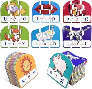 Amazon.com: CVC Puzzle Cards for Kids – Phonics & Spelling Games for ...