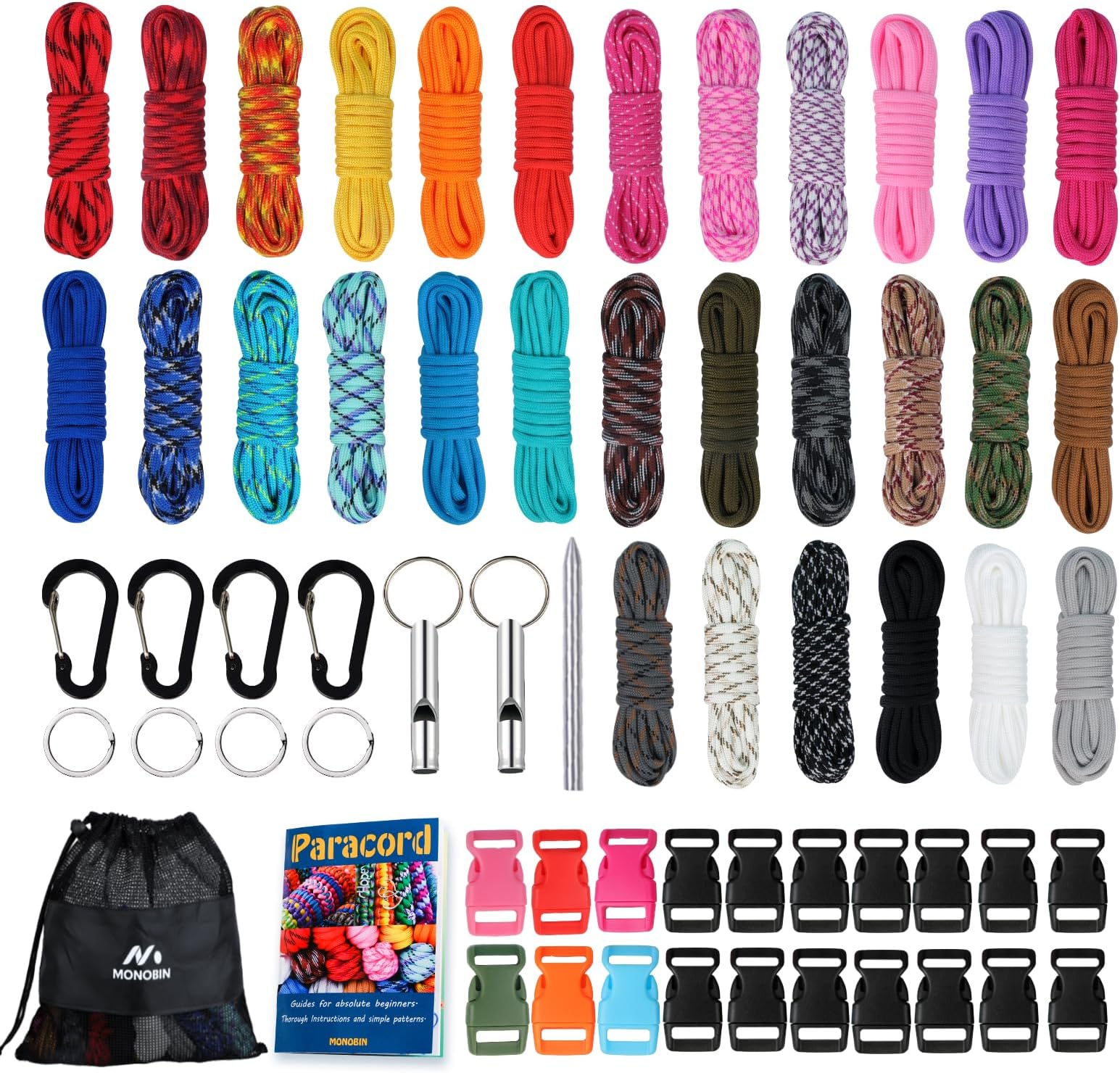 Amazon.com: MONOBIN Reflective Paracord Kit for Bracelets Making，6 ...