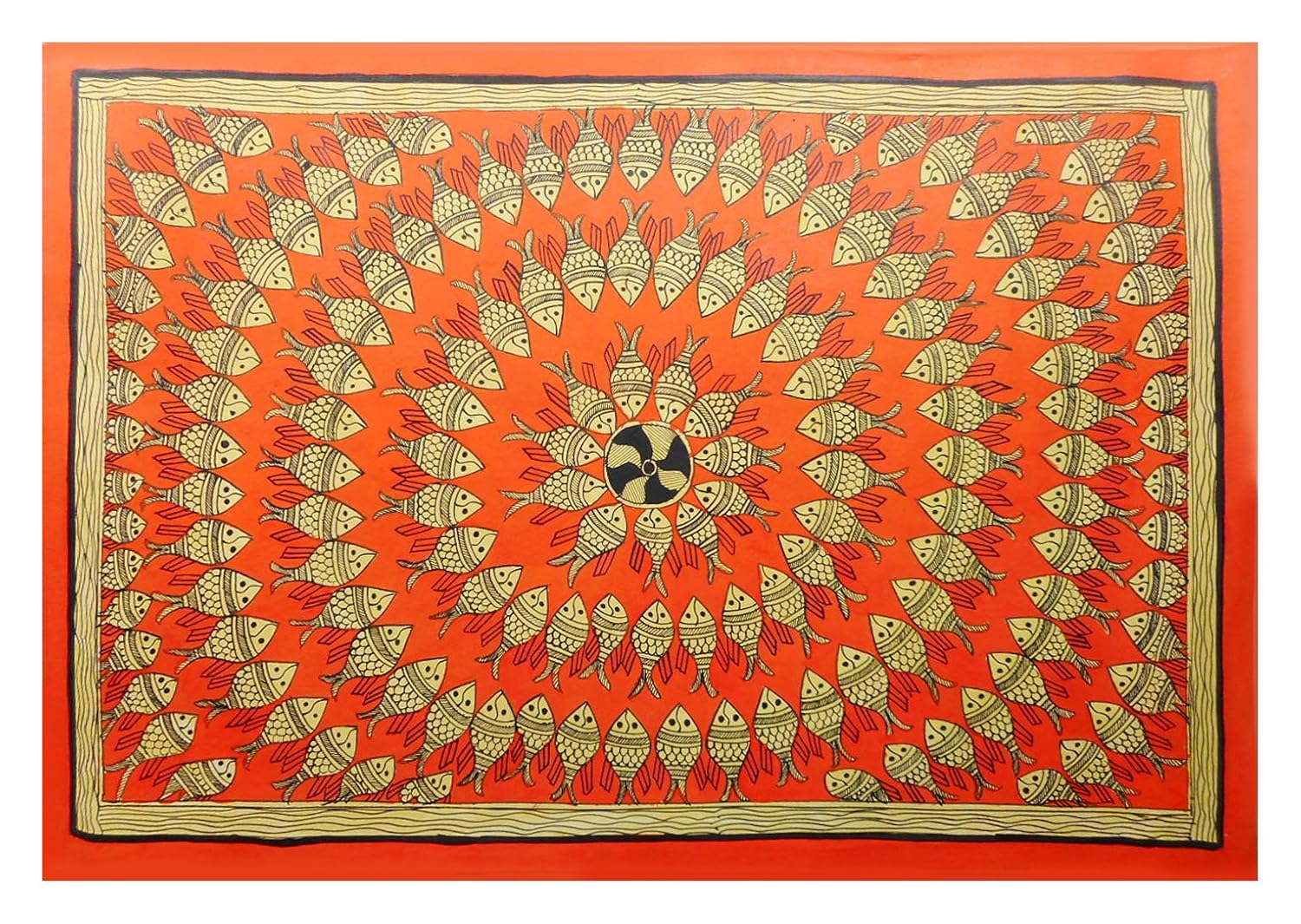 Buy USHA KALA KENDRA Paper Fish Godna Art Painting (56 cm x 0.1 cm x 38 ...