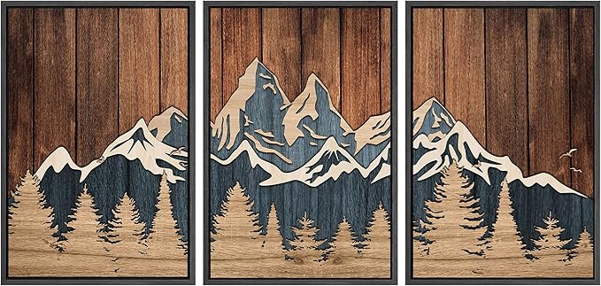 Amazon.com: SIGNWIN Framed Canvas Print Wall Art Set Country Wood Panel ...