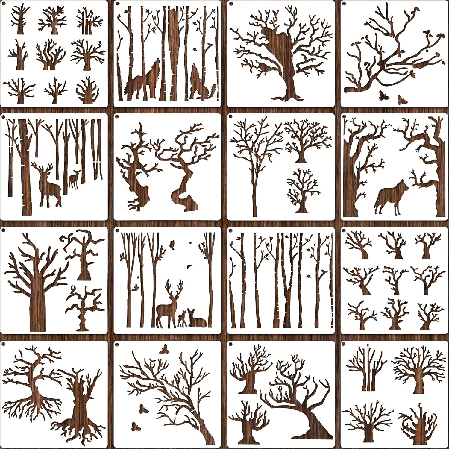 Amazon.com: 16 Pieces Aspen Trees Stencil Reversed Branches Trees ...