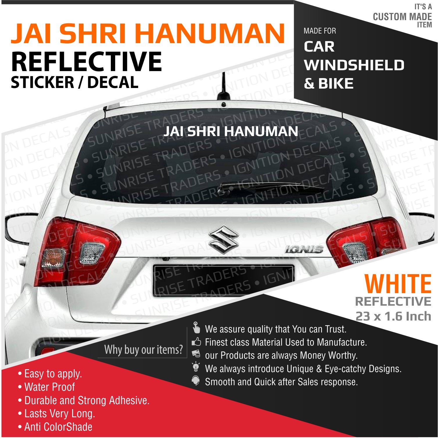 Buy Carmetics White Jai Shri Hanuman Sticker Set for Nissan Terrano ...