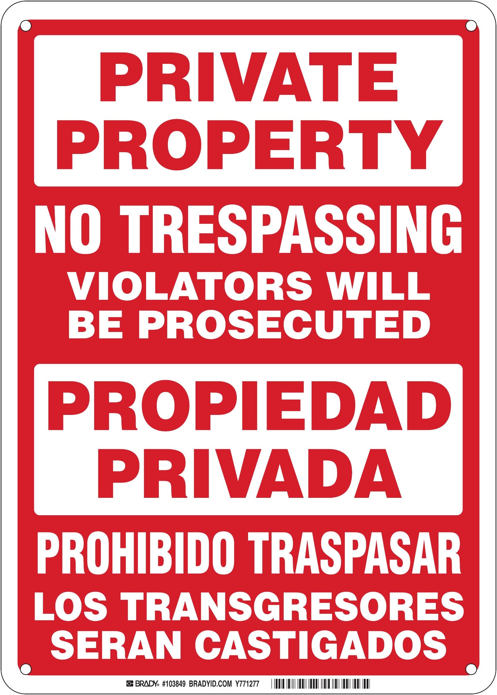 Amazon.com: Tandefio 4 Pcs No Trespassing Signs Private Property 10" x ...