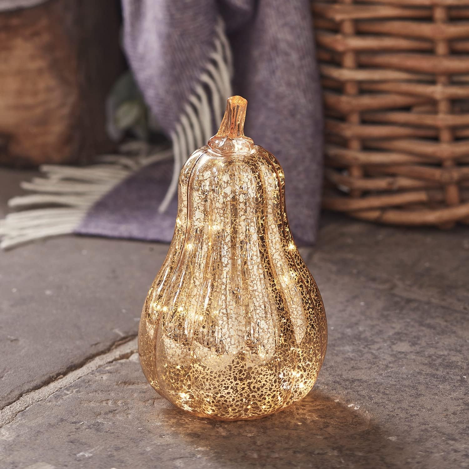 Lights4fun Ceramic Pumpkin Light Up Battery Operated LED Autumn ...