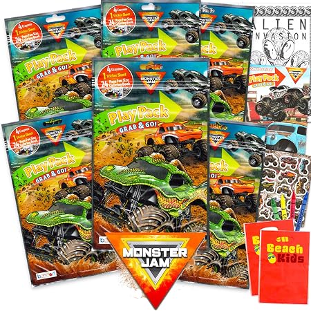 Amazon.com: Monster Jam Play Pack Party Favors for Kids - Bundle with 6 ...