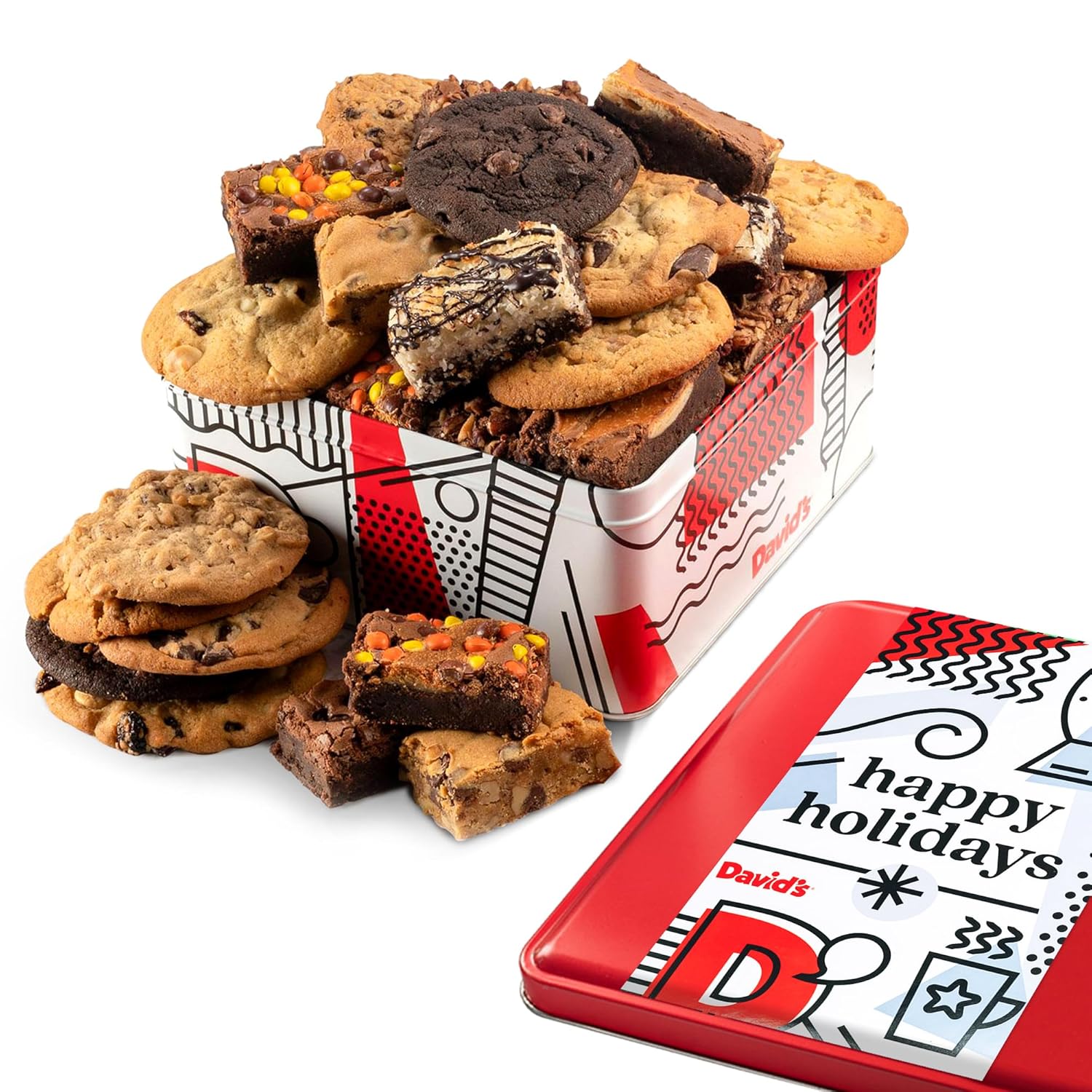 Amazon.com: David’s Cookies Happy Holidays Cookies & Brownies Tin ...