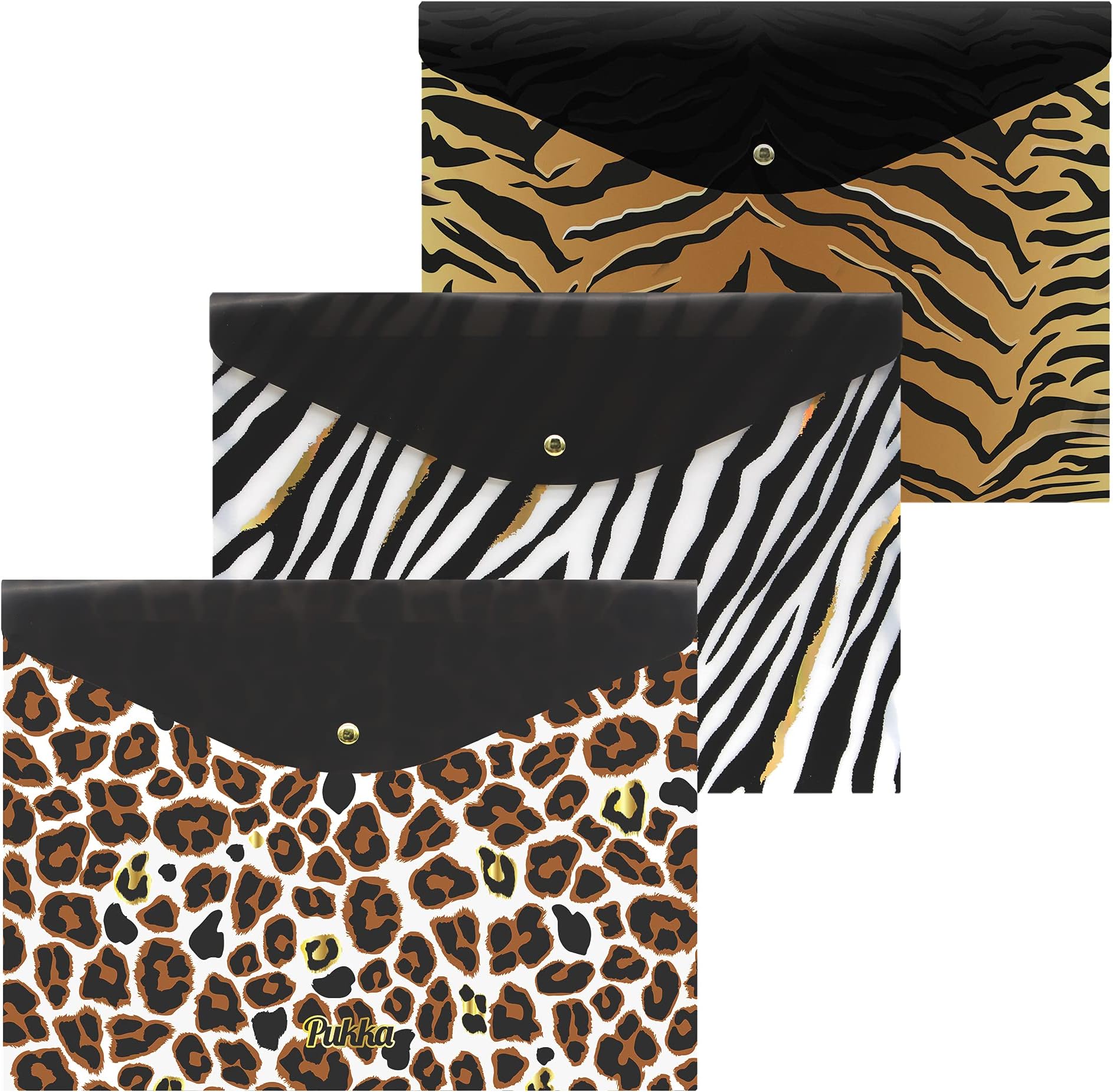 Tiger A4 Stud Wallet Folders In Assorted Fashion Design - Pack of 5 ...
