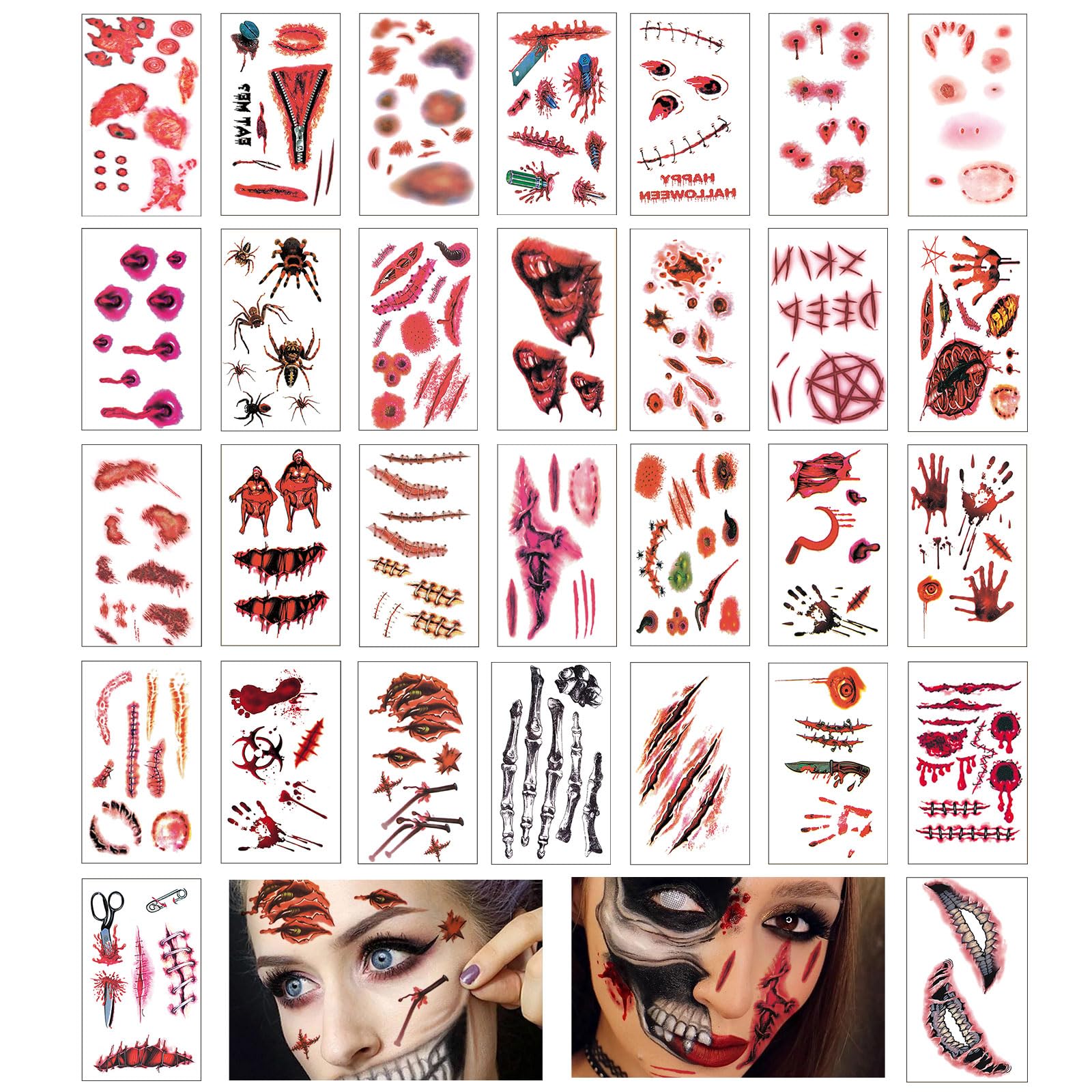 Zombie Scratch Tattoo EKKONG Halloween Tattoos, Zombie Scars Tattoo