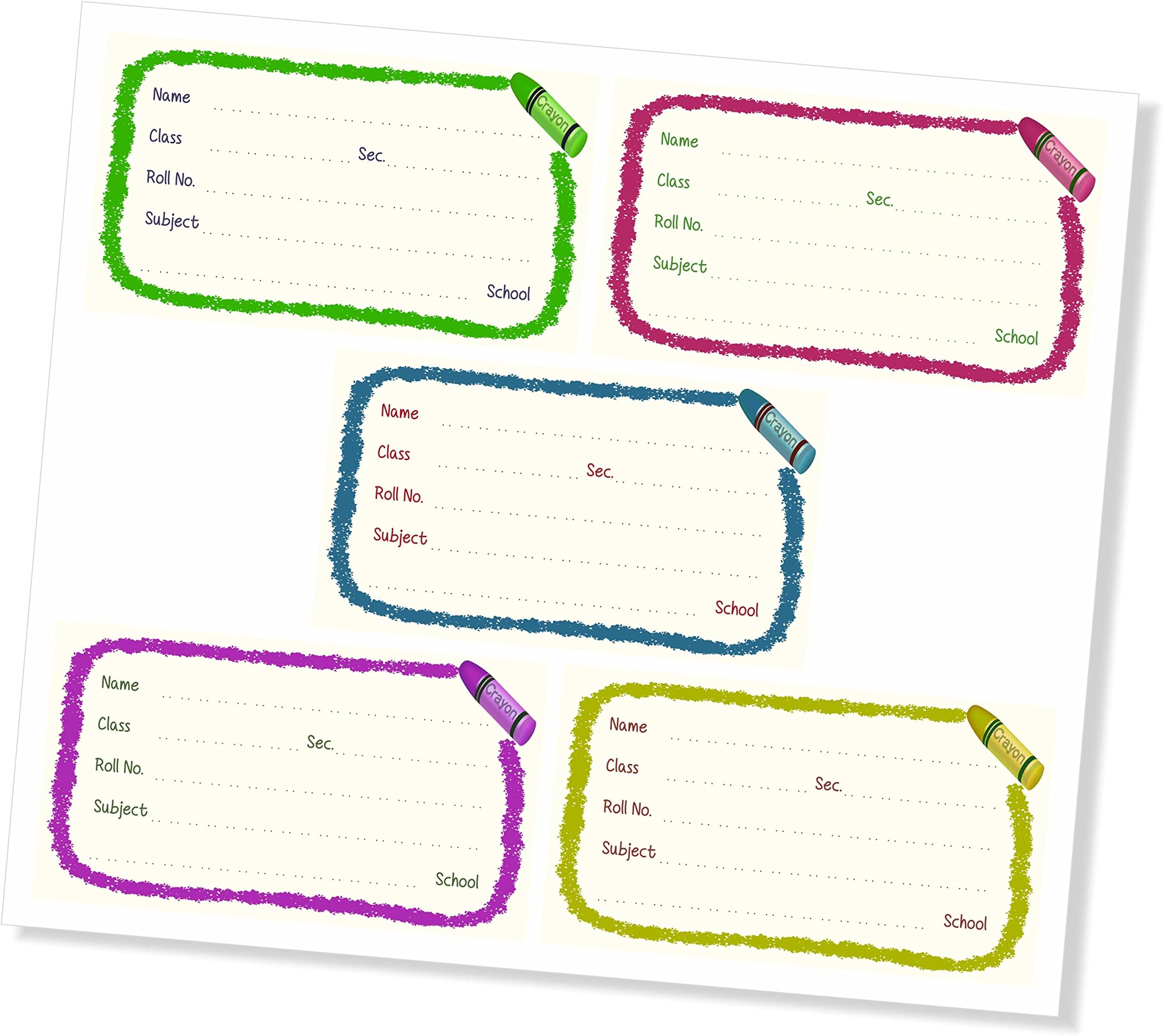 PG Creations School Copy Notebook Name Stickers, 90 mm x 51 mm Medium ...