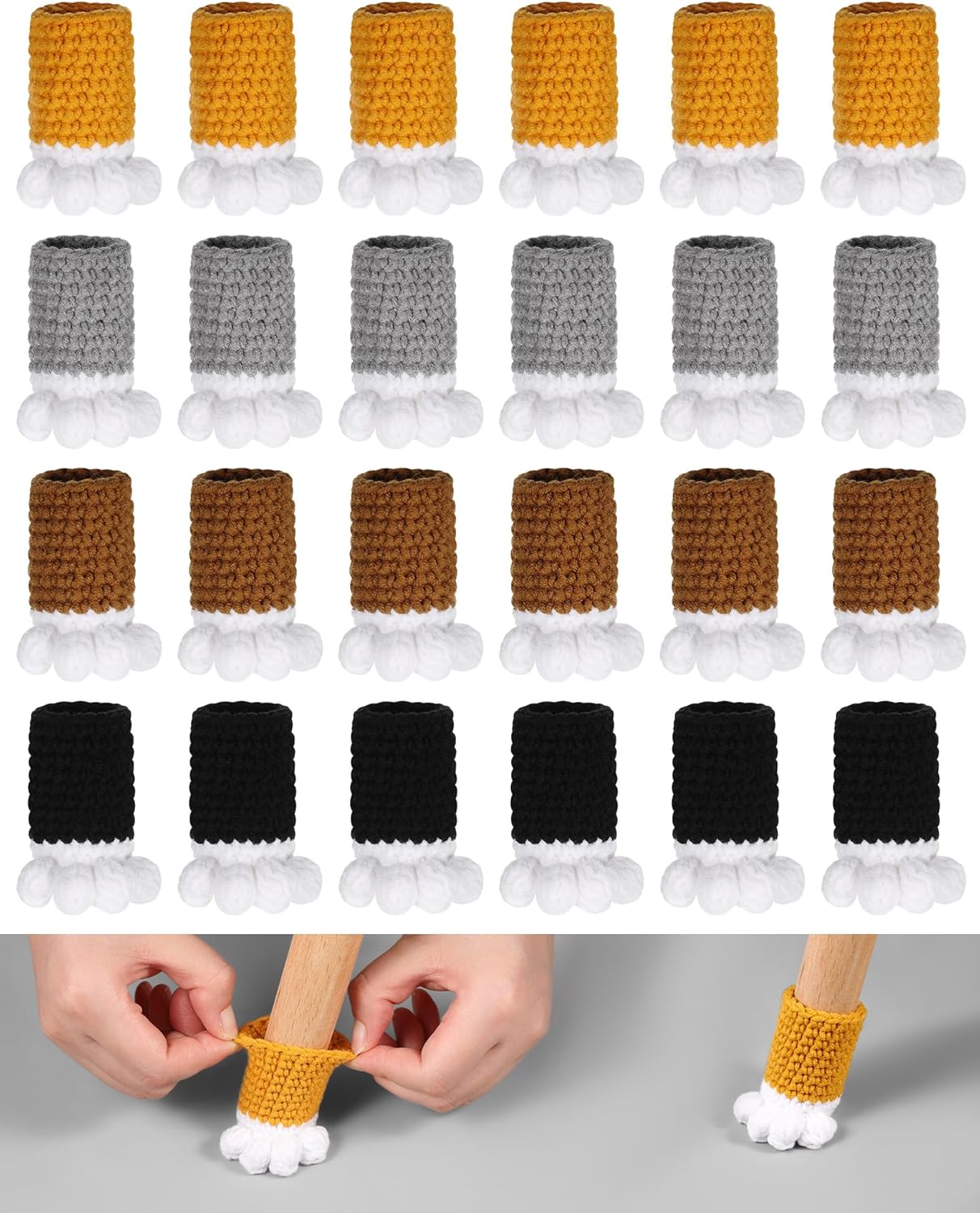 Dansydaisy 24 Pcs Chair Leg Socks Protectors for Hardwood Floors Cat ...