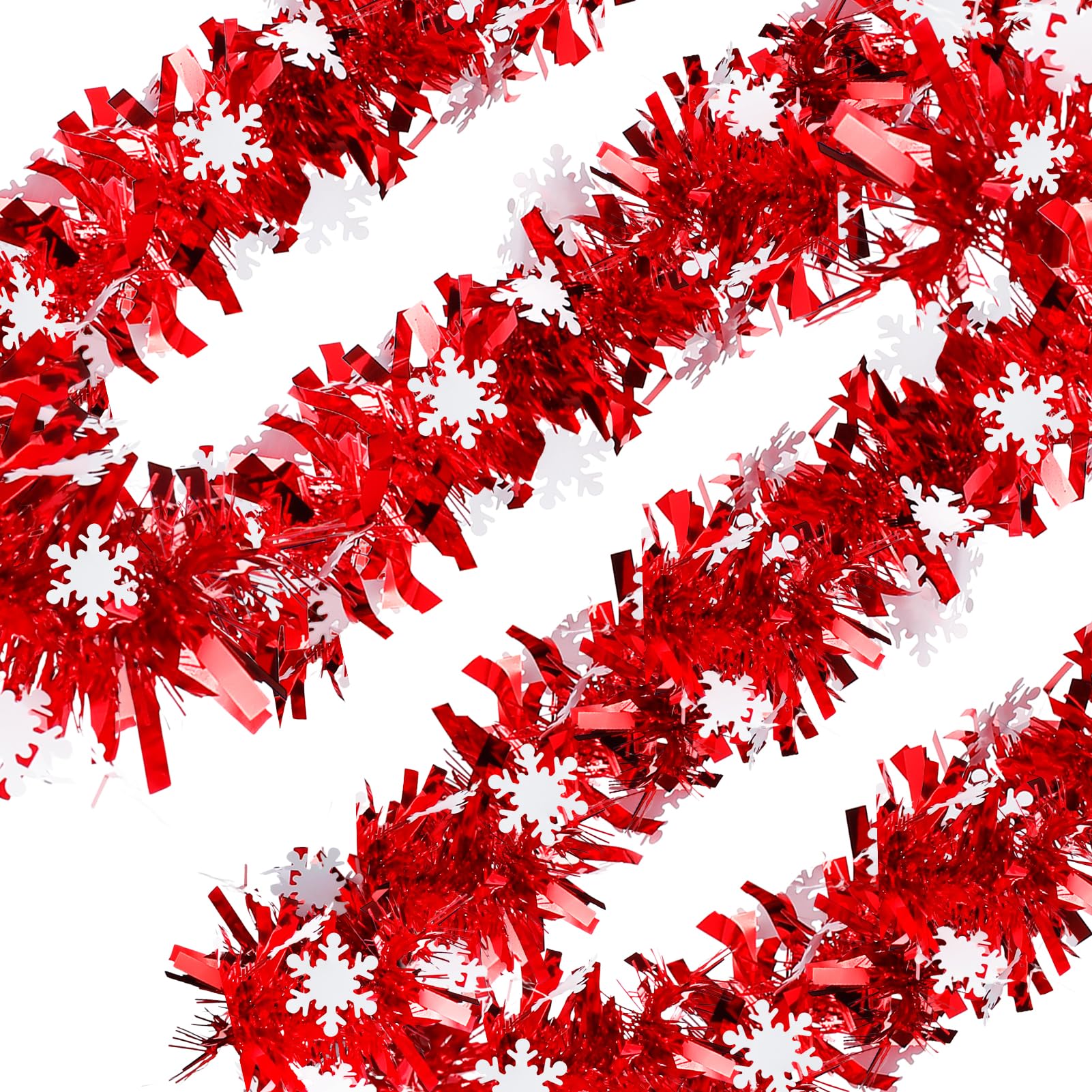 Amazon.com: Christmas Tinsel Garland - 33ft Christmas Snowflake Tinsel ...