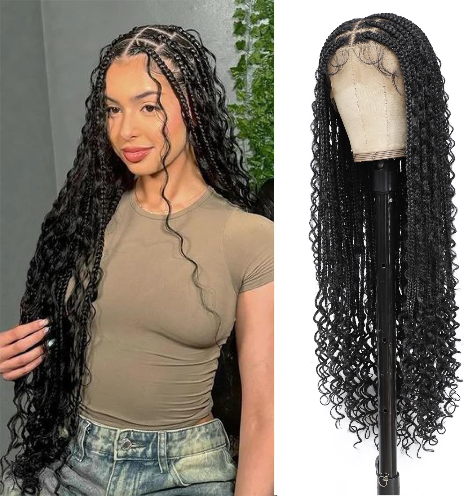 Amazon.com : Geogroket 13x8 HD Lace Front Knotless Box Boho Braided ...
