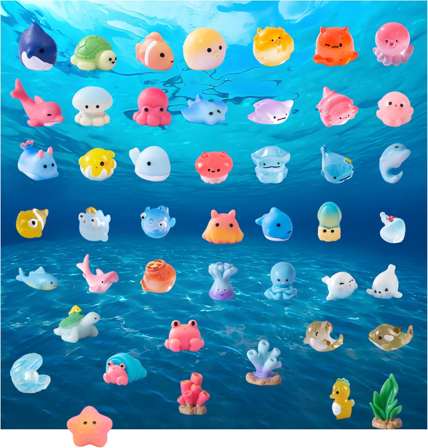Amazon.com: mozhixue Resin Animals Variety Pack 100 PCS Mini Ocean ...
