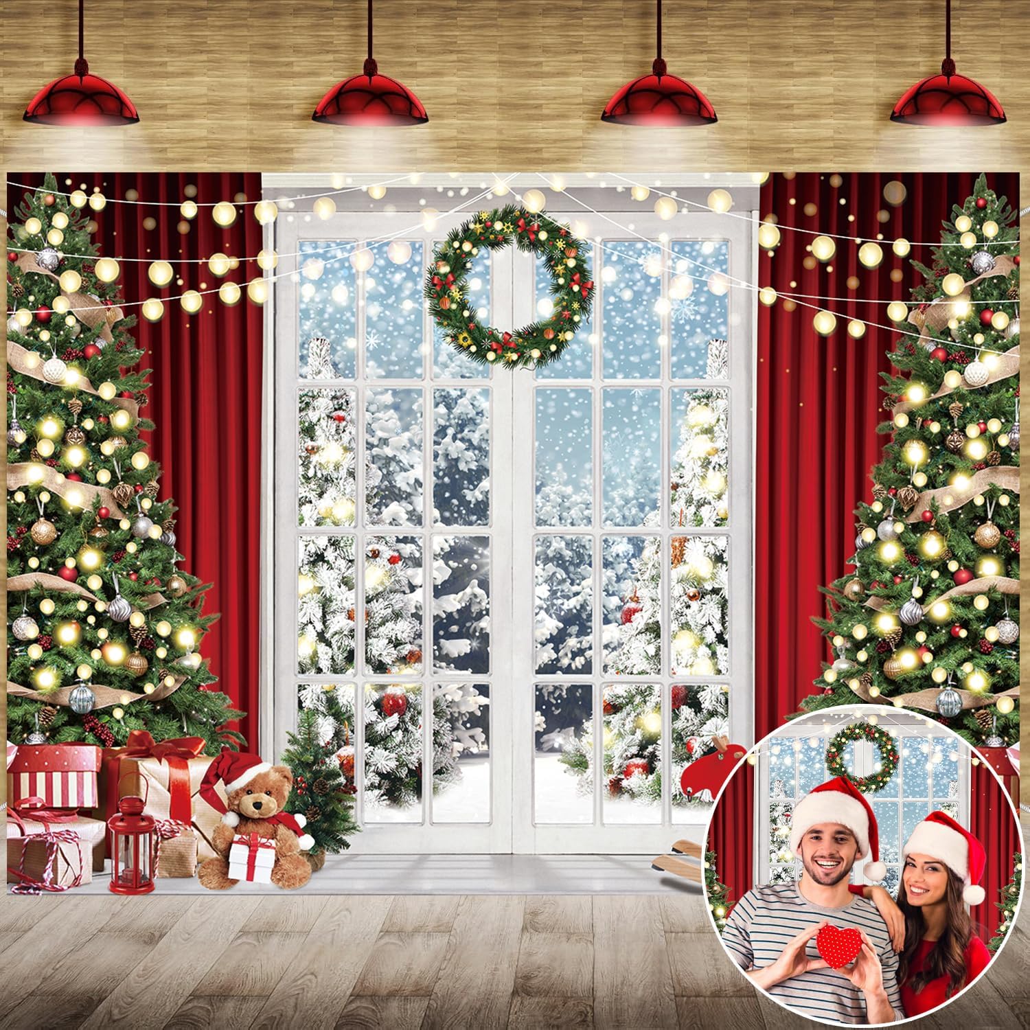 Amazon.com : Christmas Window Backdrop for Photography 7x5FT Winter ...