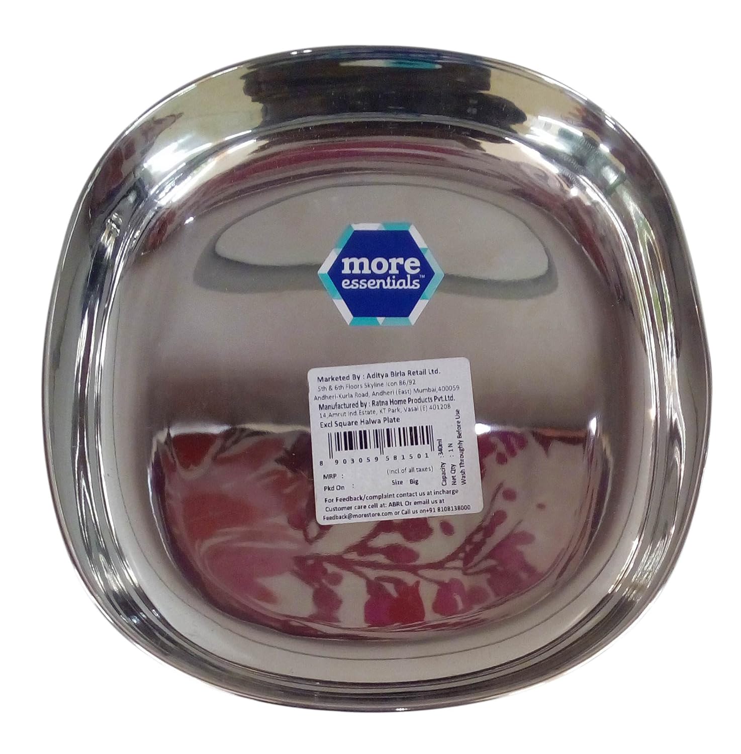 Buy More Essentials Exclusive Square Halwa Plate - Big Online at Low ...
