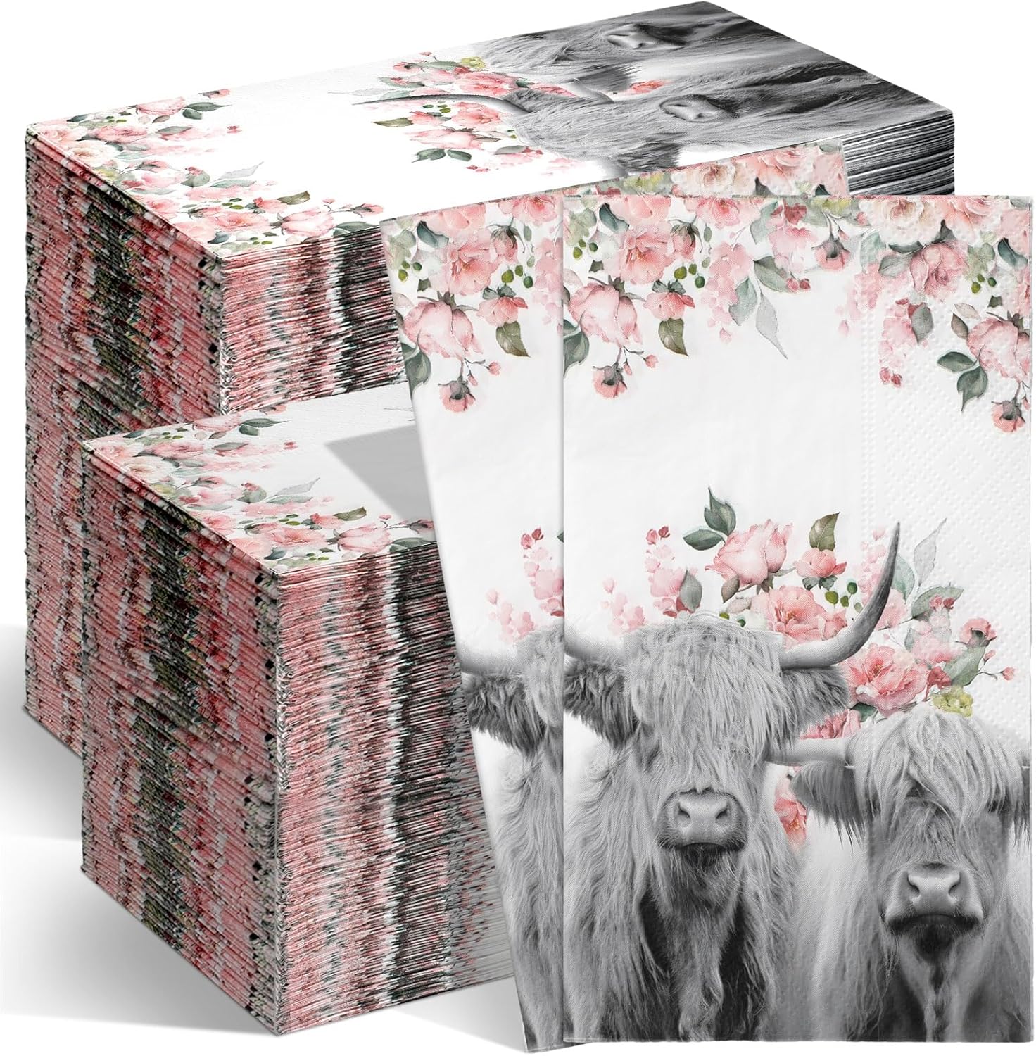 Amazon.com: Newwiee 200 Pcs Highland Cow Guest Napkins Cattle Print ...