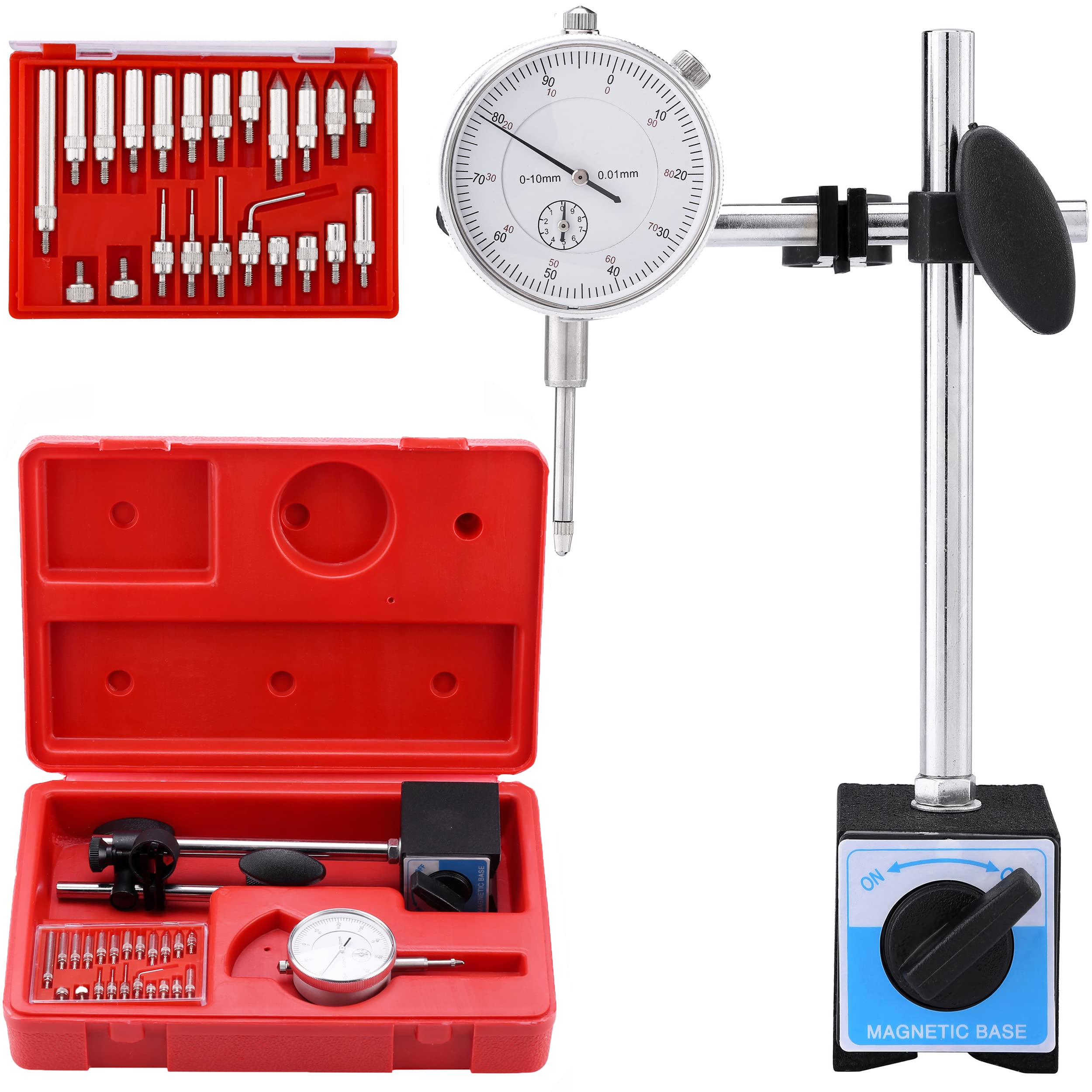 Buy Mornajina Dial Indicator with Magnetic Base 0-10mm Tester Gage ...
