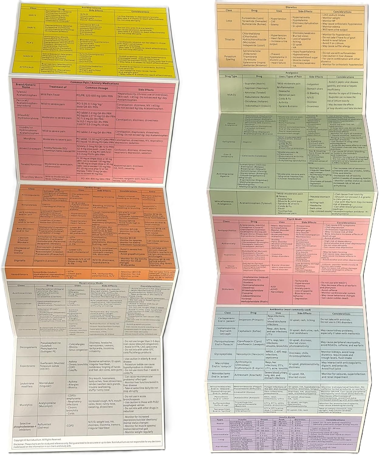 Amazon.com: Nurse Laminated Study Guide - Laminated Cheat Sheet with 10 ...