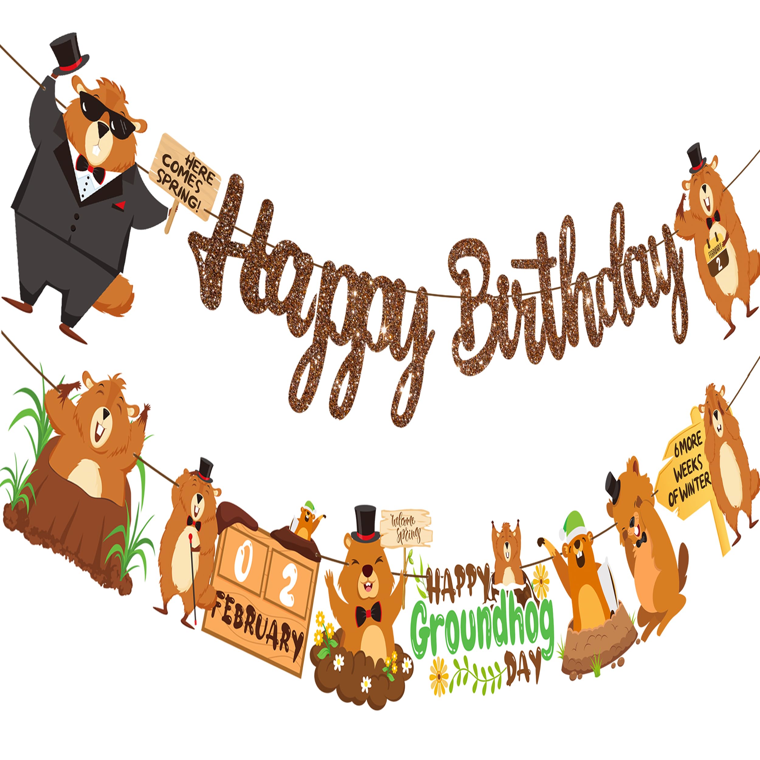 Amazon.com: Groundhog Day Birthday Party Banners Happy Groundhog Day ...