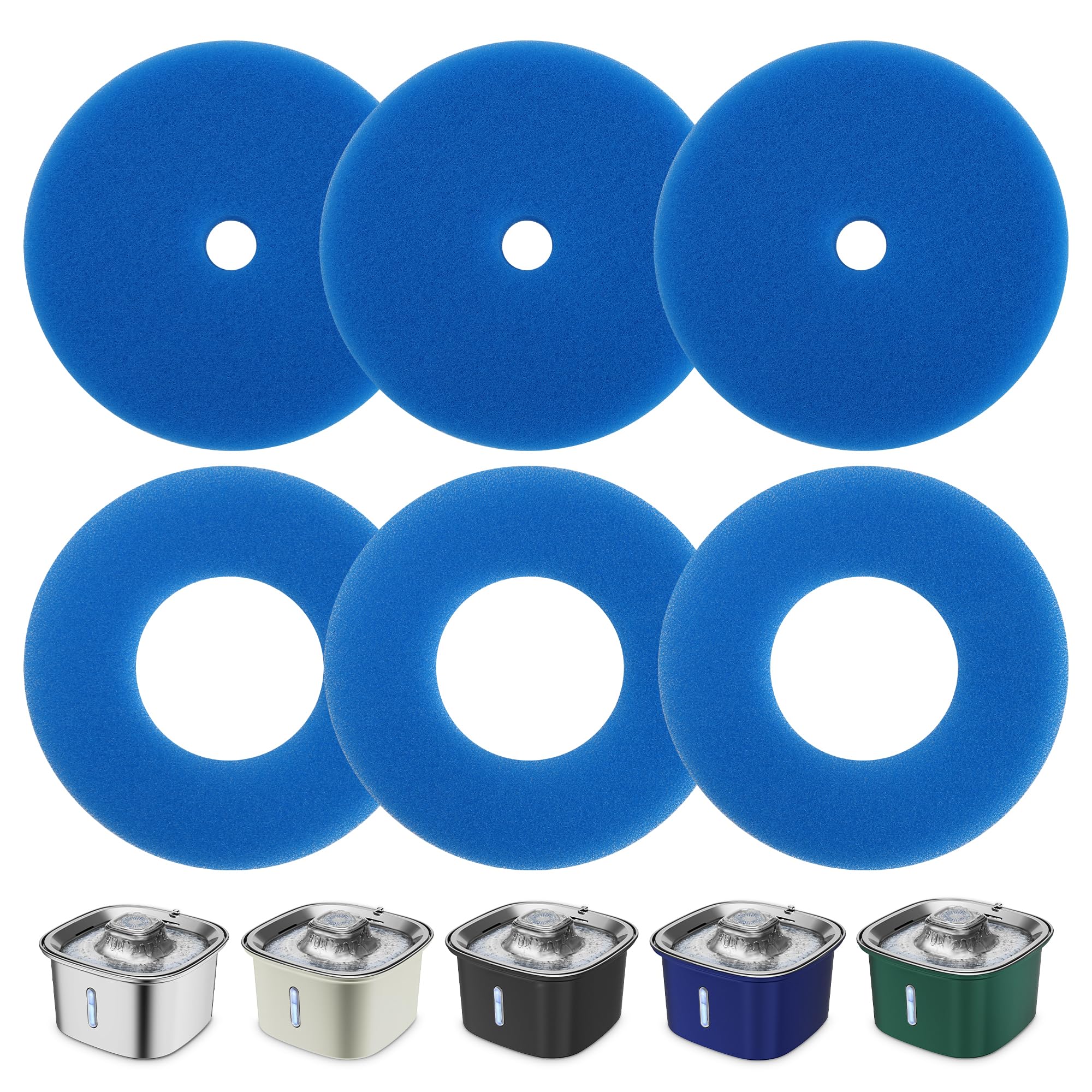 Snapklik.com : 6 Pack Cat Water Fountain Replacement Sponge For 101oz ...