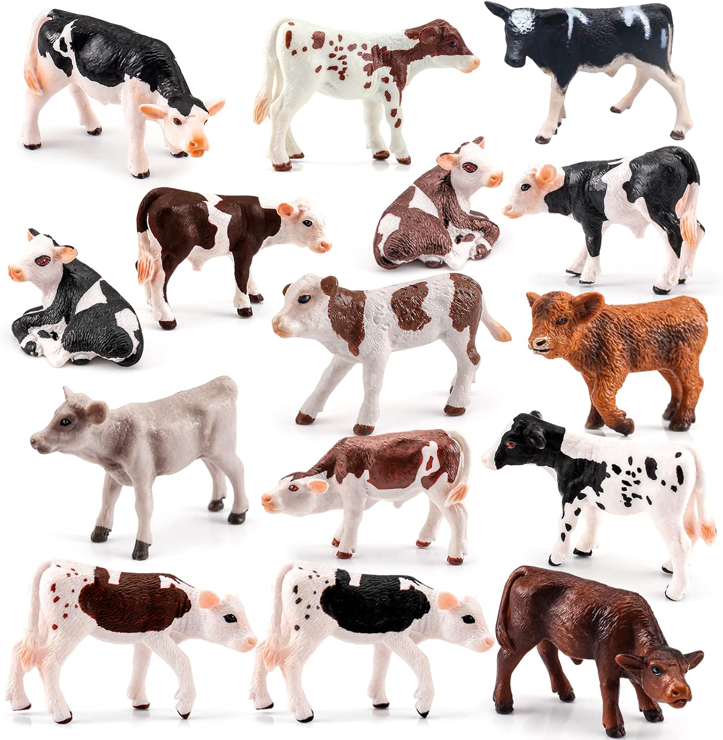 Amazon.com: LC JoyCre Cows Figure Toys 15PCS Calves Figurines Set for ...