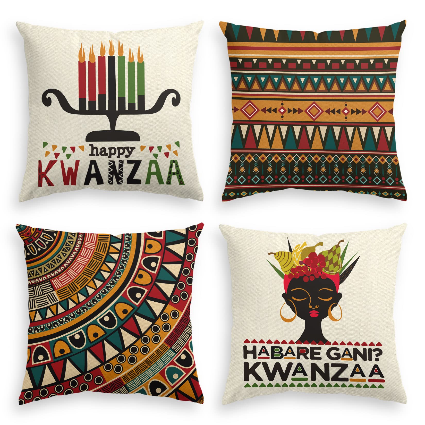 Amazon.com: AVOIN colorlife Kwanzaa Candlestick Throw Pillow Covers, 18 ...