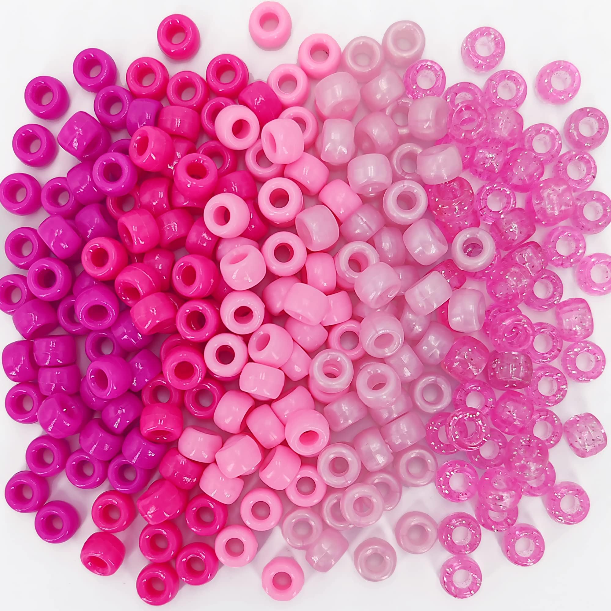 Amazon.com: Quefe 1200pcs Kandi Beads Bulk, 5 Styles Pink Beads for ...