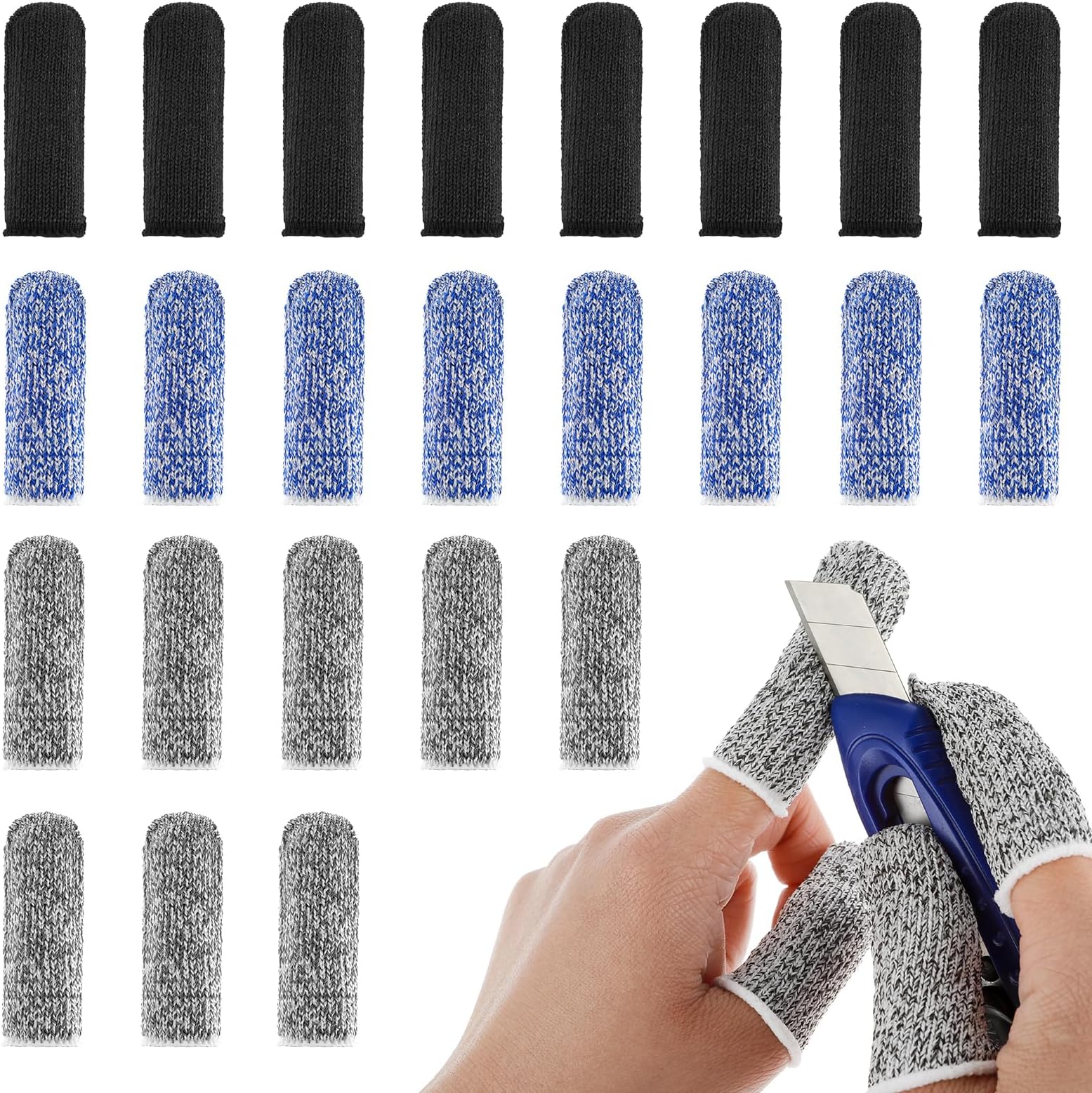 Amazon.com: Ouligay 24Pcs Finger Cots Cut Resistant Finger Protectors ...