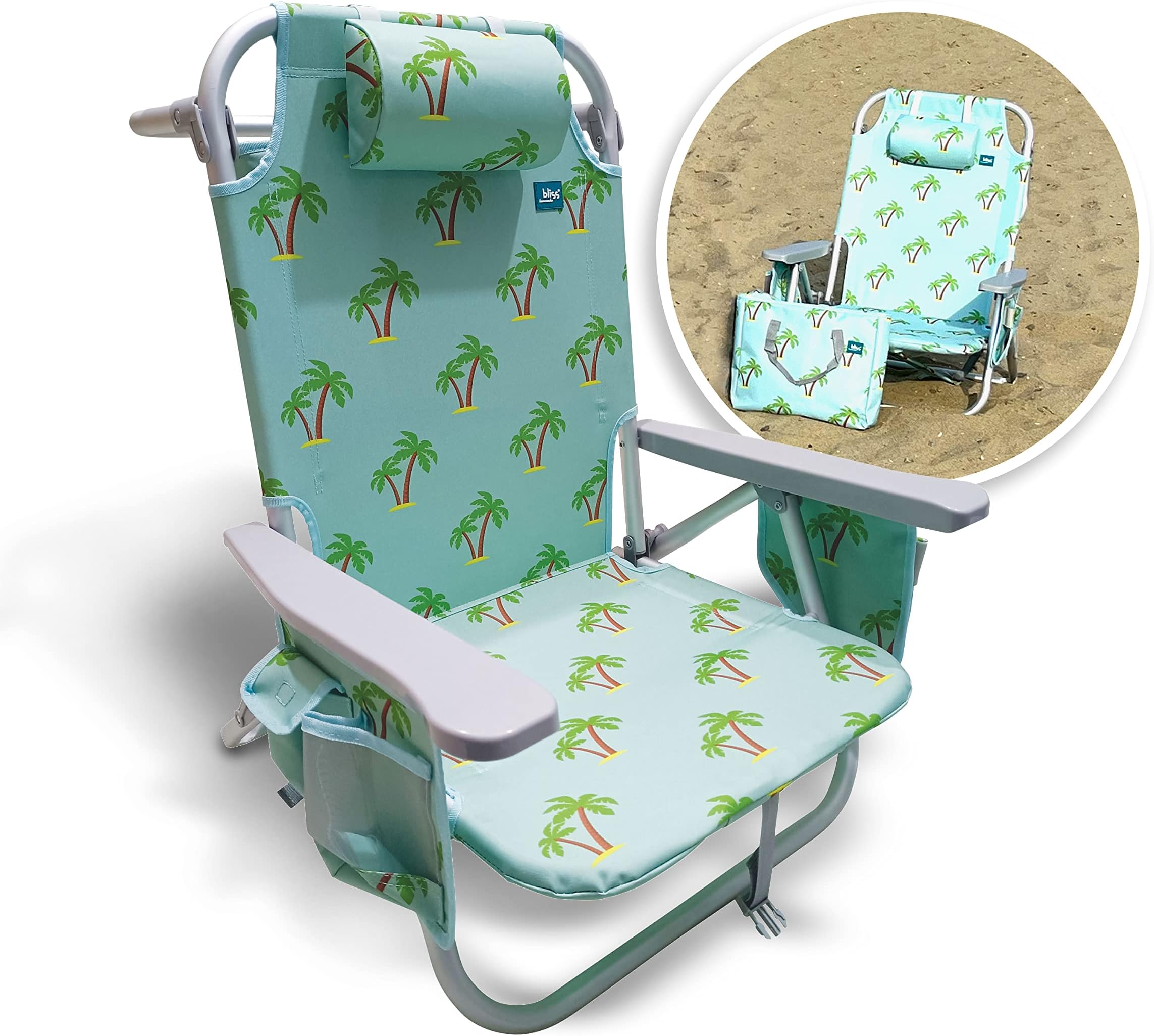 Amazon.com : Bliss Hammocks BBC-350-PT Folding Beach Chair, 5 Reclining ...