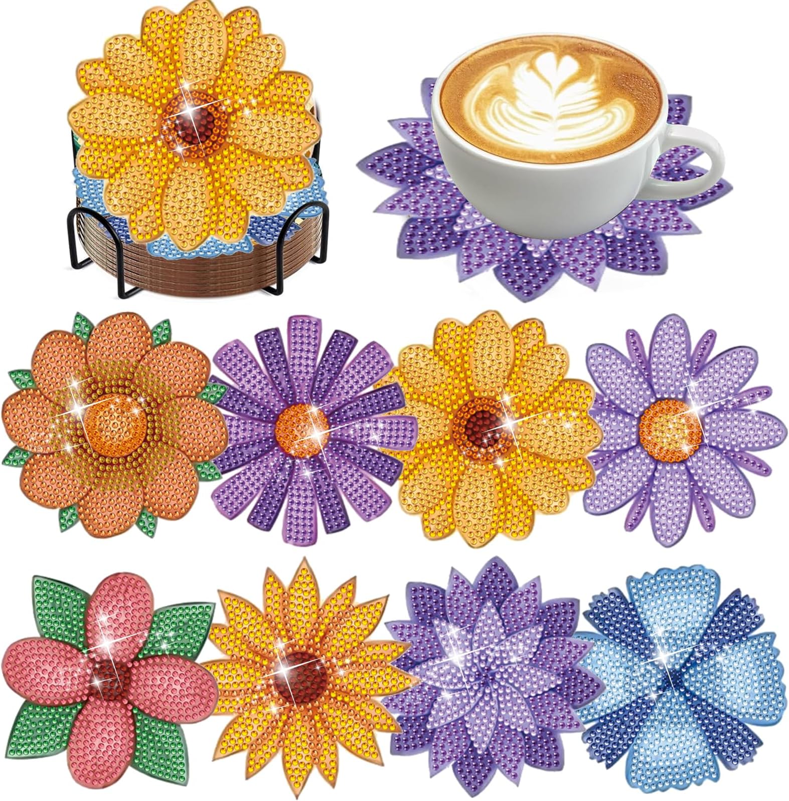 Amazon.com: Caffox 20 Pieces Diamond Art Painting Coasters Kit with ...