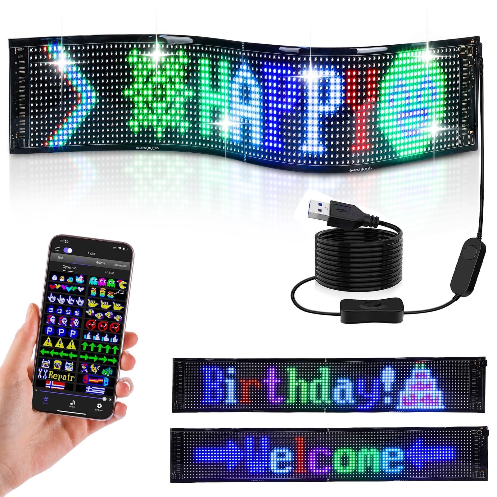Snapklik.com : ITEFDTUTNE Programmable Led Sign,Scrolling Bright ...