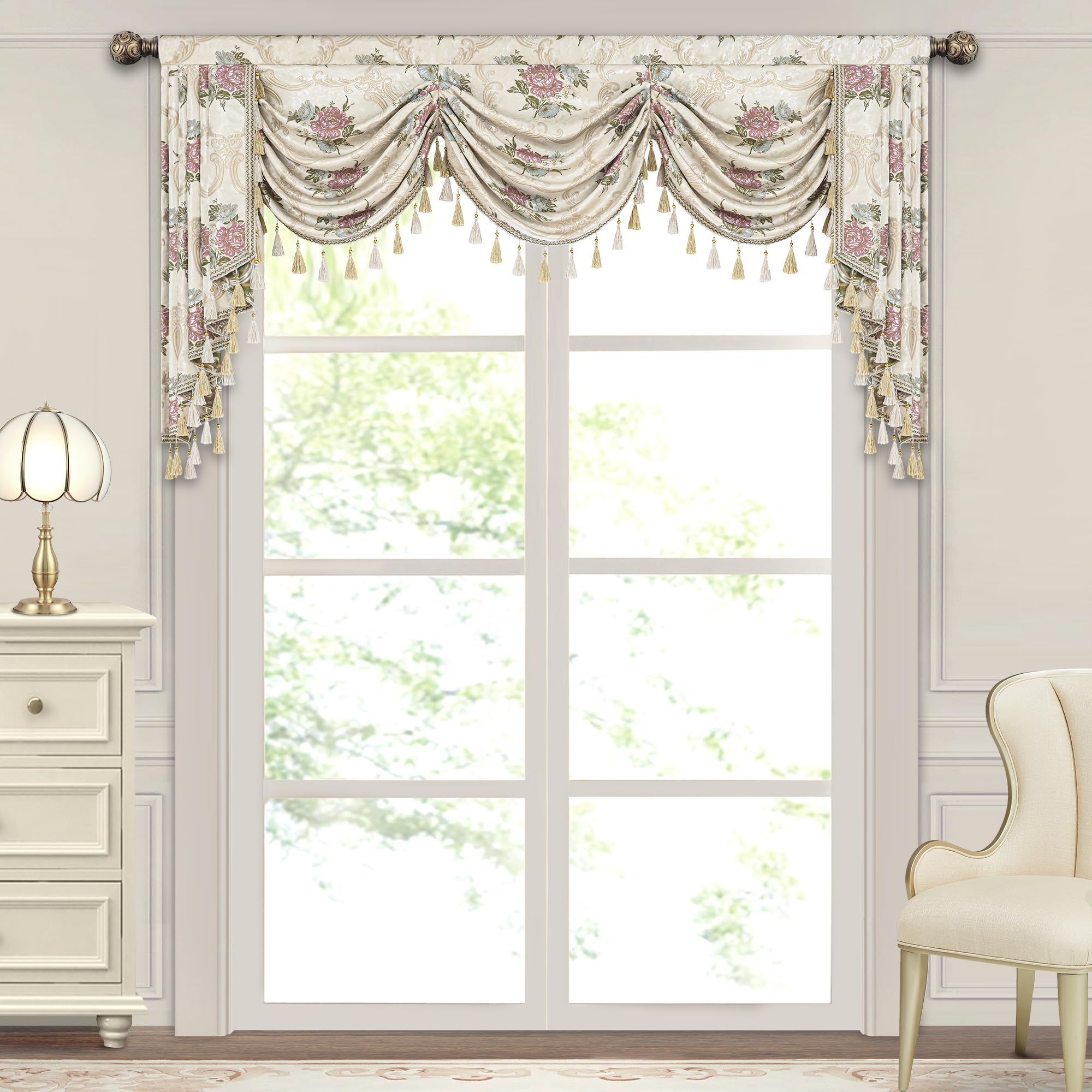 Amazon.com: Loom and Mill Luxury European Waterfall Valance for Living ...