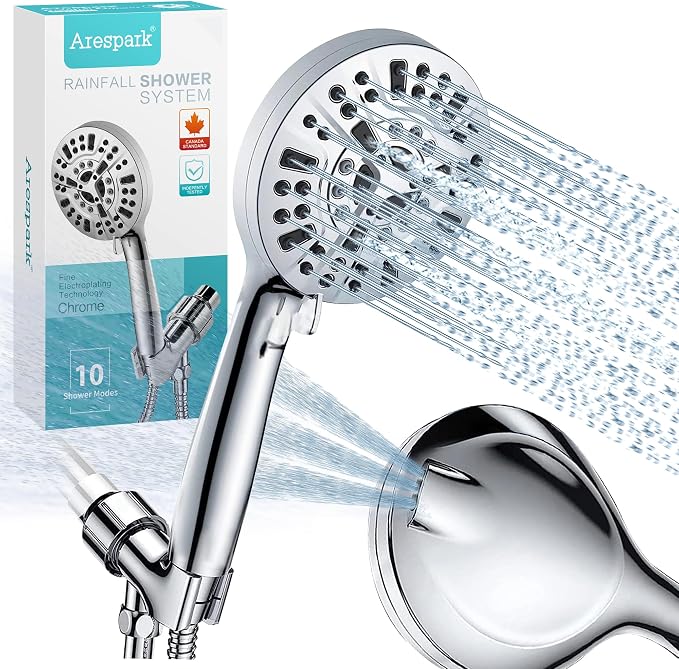 Shower Head with Hose, Arespark 10-Modes 5" High Pressure Shower Head ...