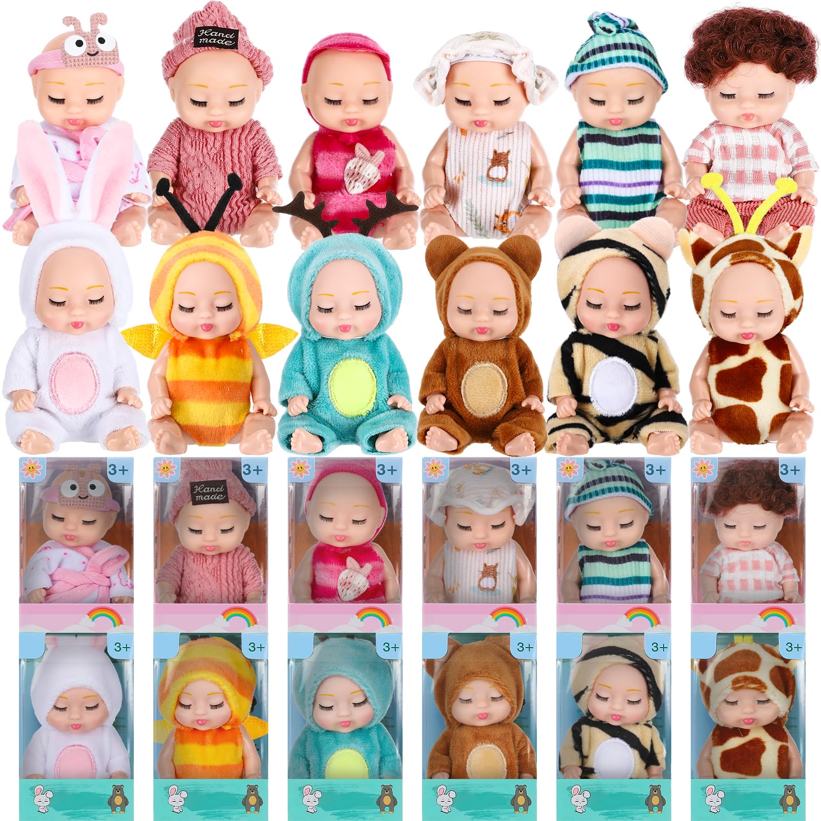 Amazon.com: 4 Inch Mini Baby Dolls - Baby Dolls Toy Gift Set, Rotatable ...
