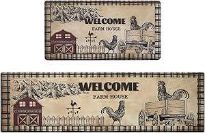 Amazon.com: ASPMIZ Farmhouse Kitchen Rugs Set 2 Piece PVC Kitchen Mat ...