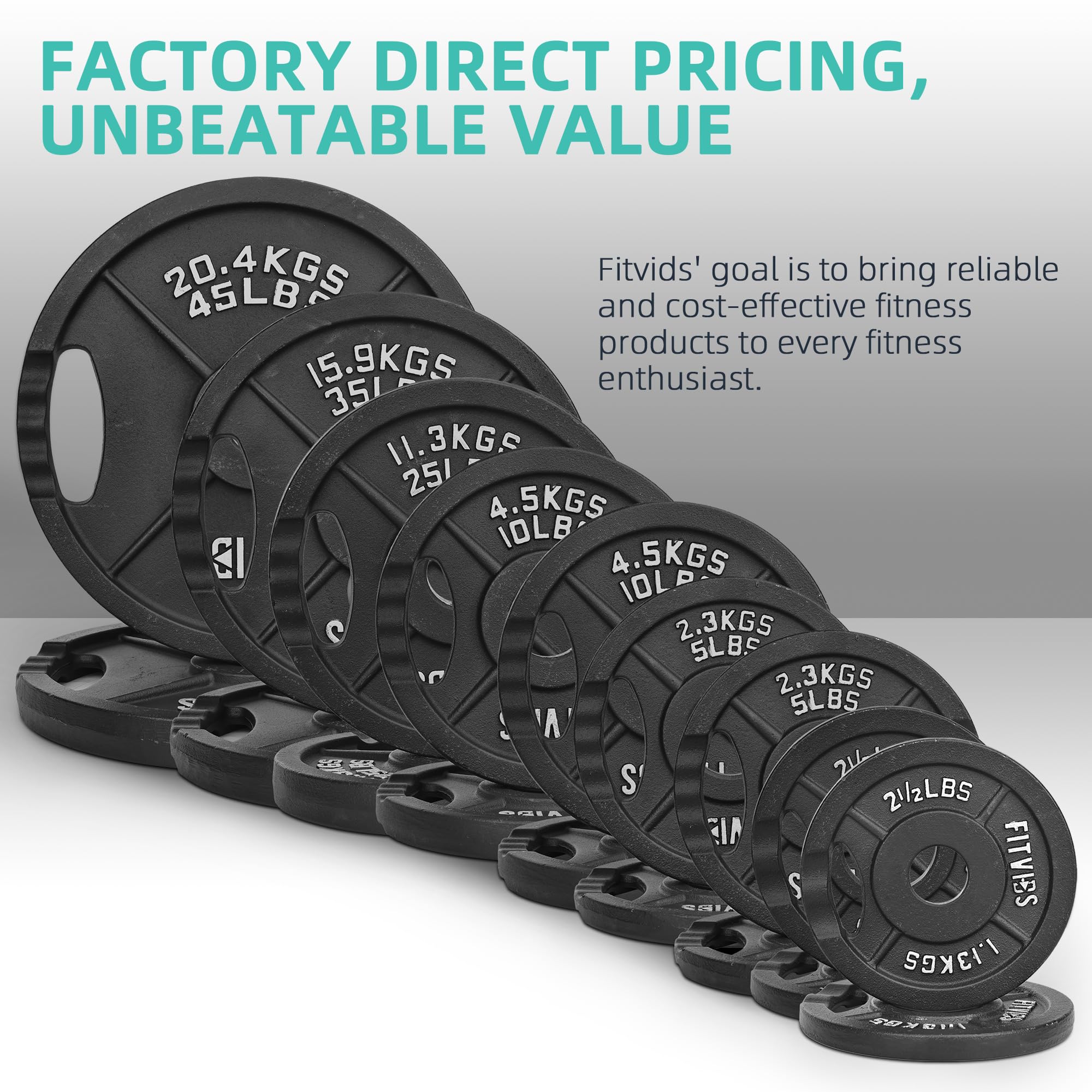 Snapklik.com : Fitvids Barbell Weight Set, Cast Iron 1" Standard Weight ...