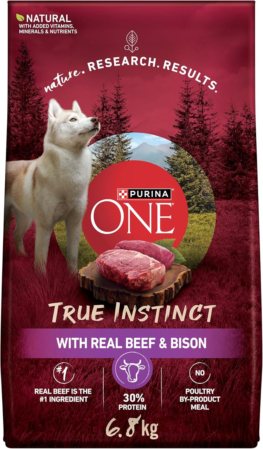 Purina ONE High Protein Dry Dog Food with Beef and Bison.
