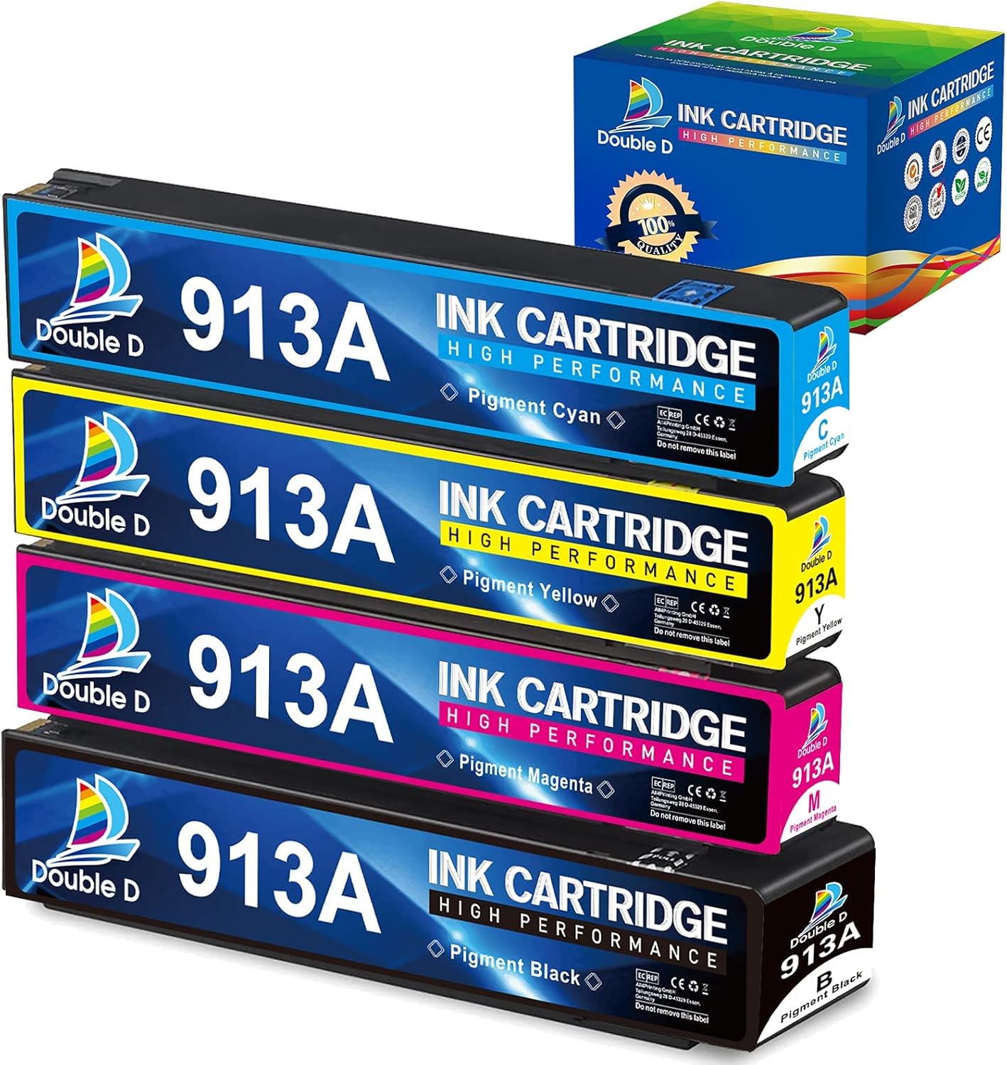 DOUBLE D 913A Cartucce d'inchiostro Aggiornato Chip Compatibile per HP ...