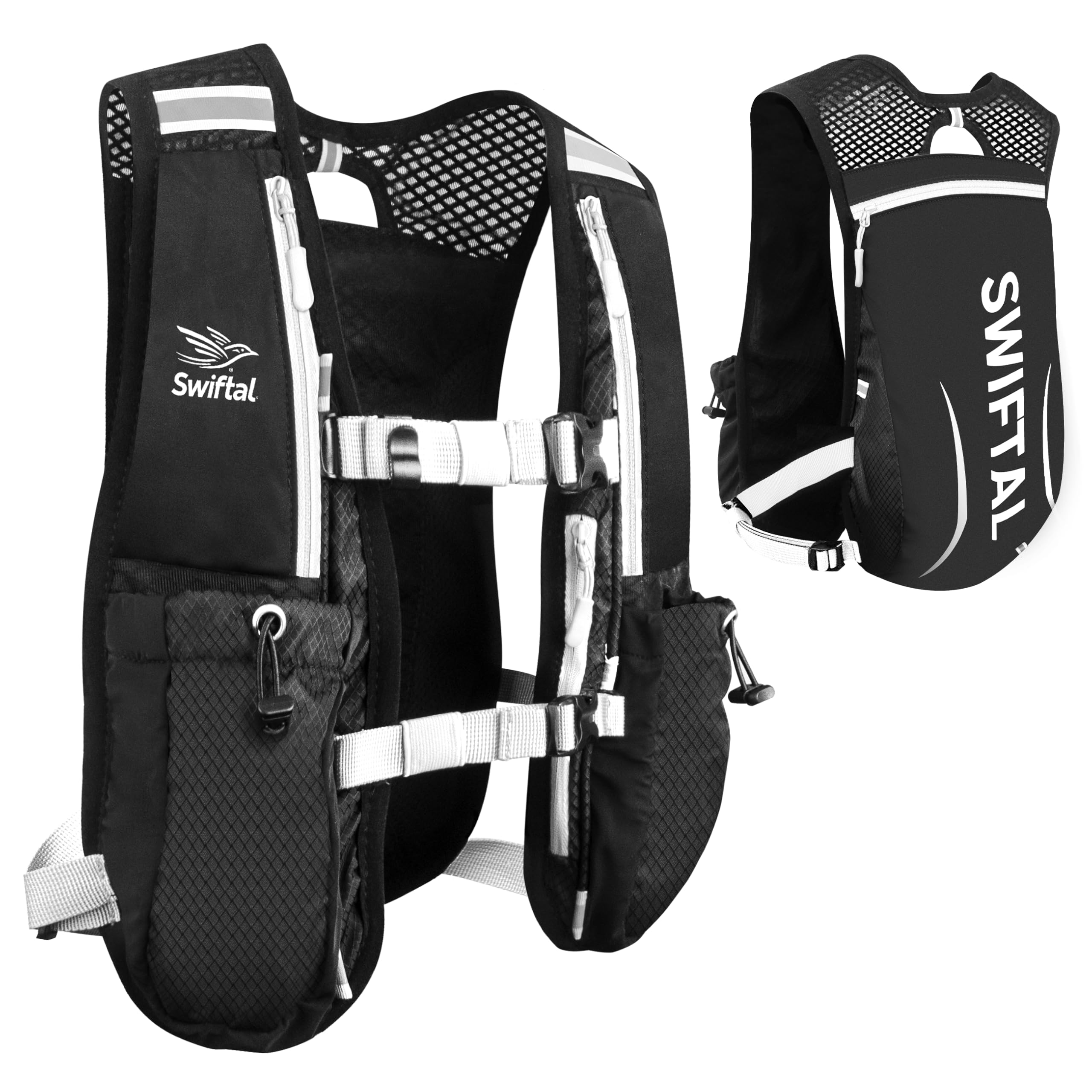 SWIFTAL Black Lightweight Phone Holder Running Vest With 2X Water ...