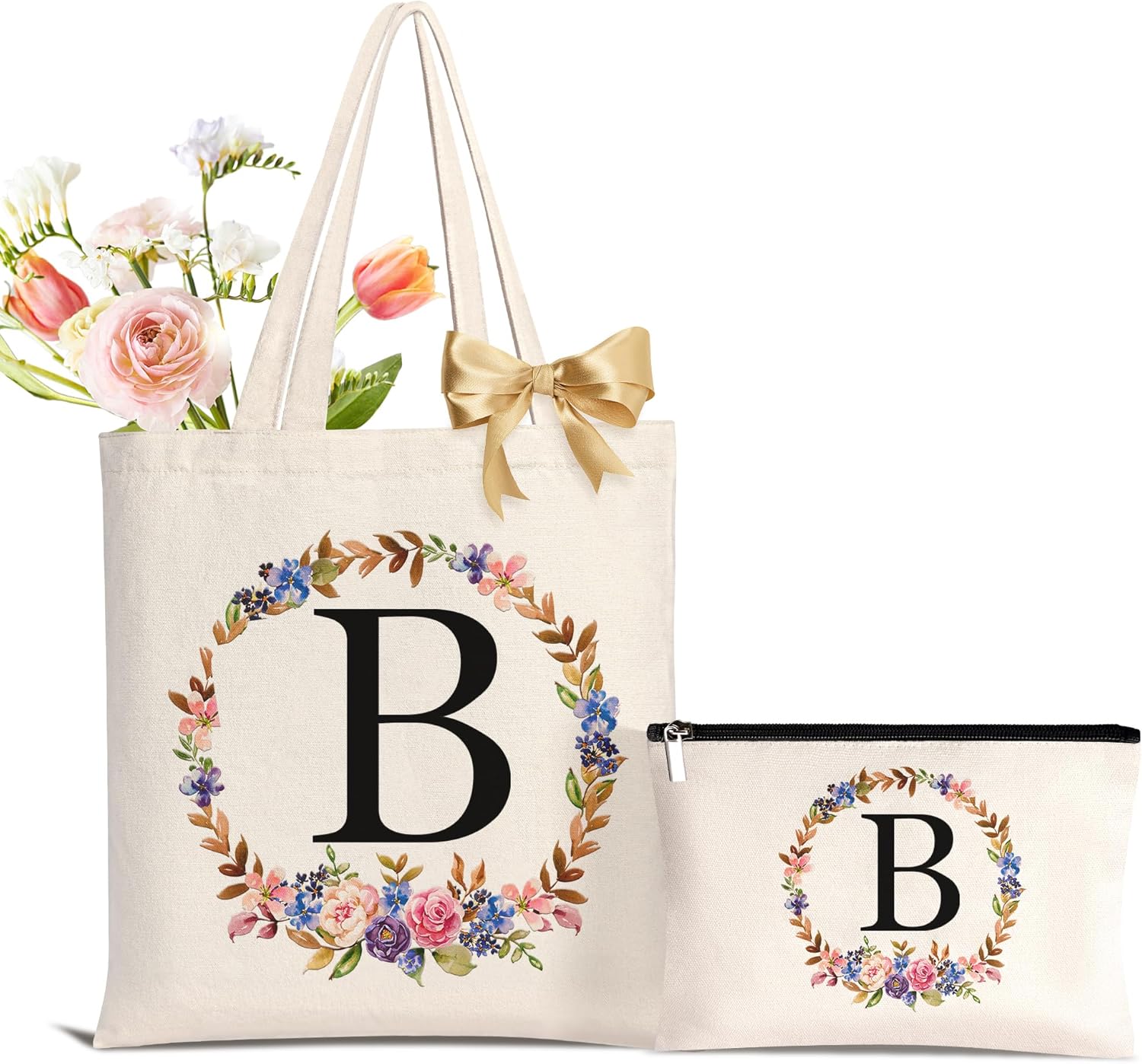 Amazon.com: AUNOOL Monogrammed Gift for Women, 13OZ Canvas Tote Bag ...