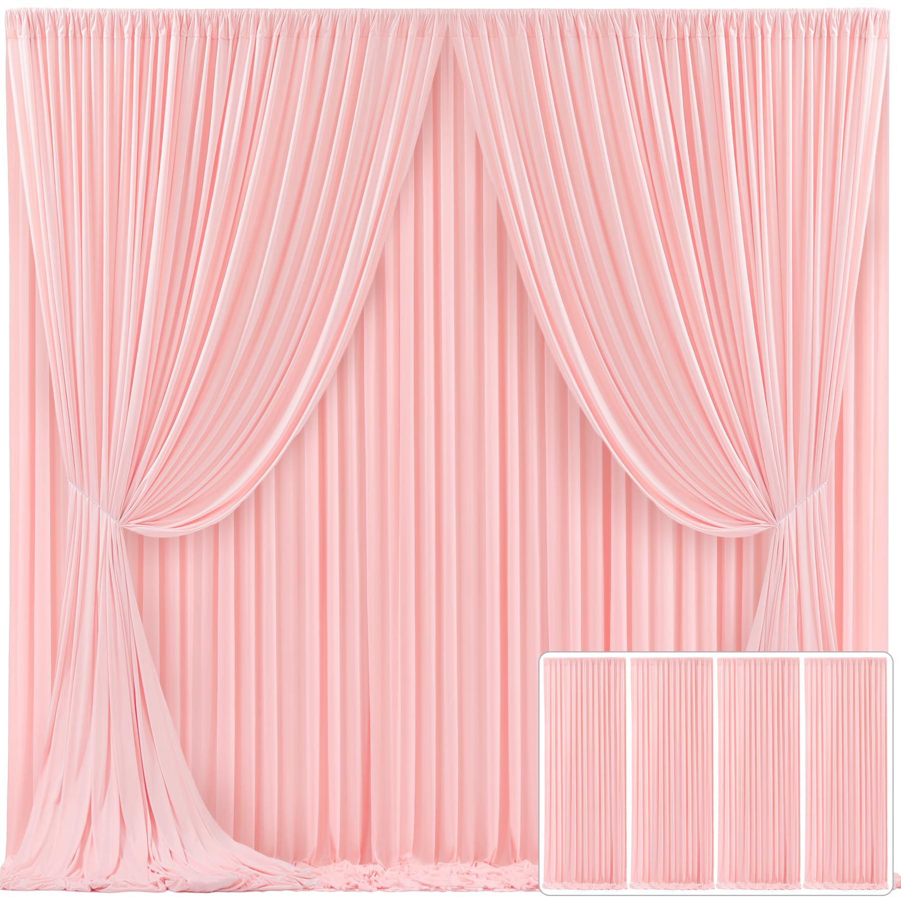 Amazon.com : 4 Panels Blush Pink Backdrop Curtain for Parties Baby ...