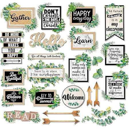 Amazon.com : 48 Pieces Eucalyptus Cutouts Eucalyptus Positive Sayings ...