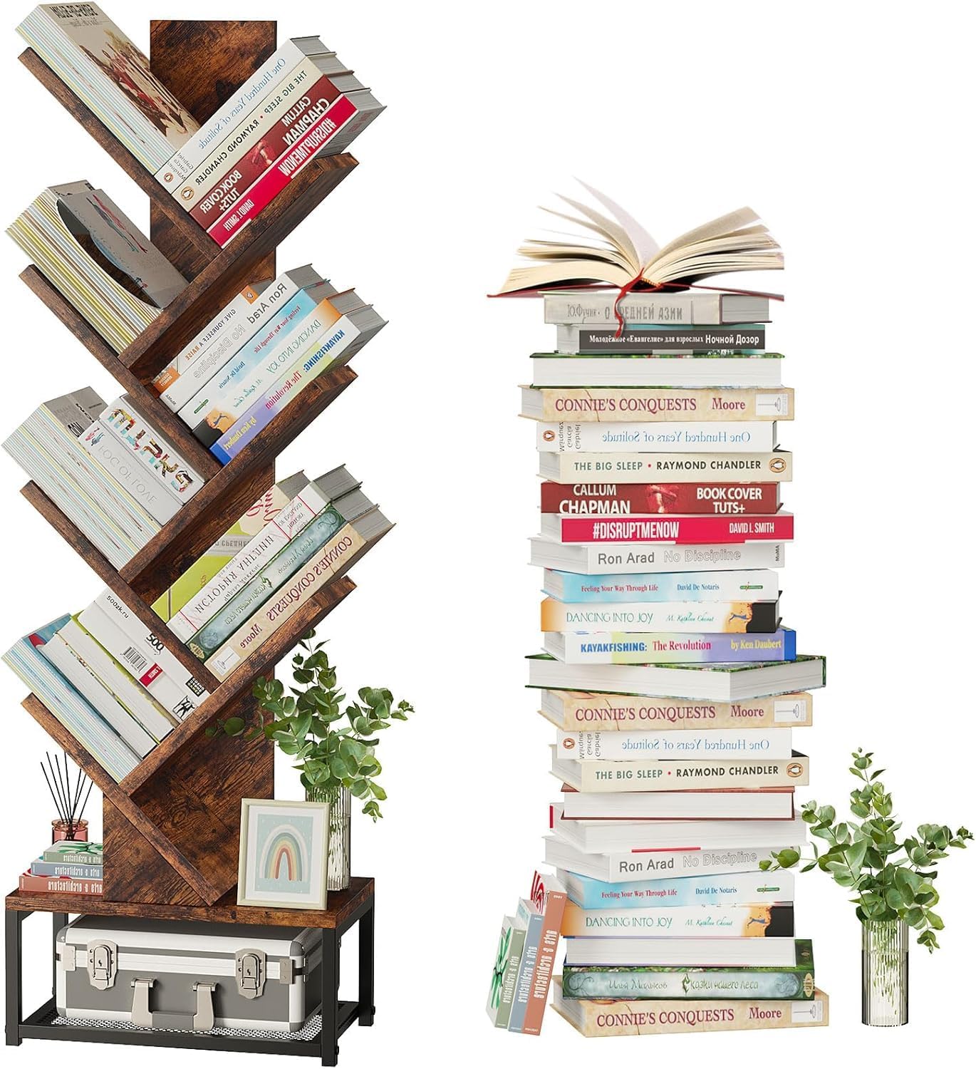 Amazon.com: EasyCom Tree Bookshelf, 7 Tier Tree Book Shelf with Storage ...
