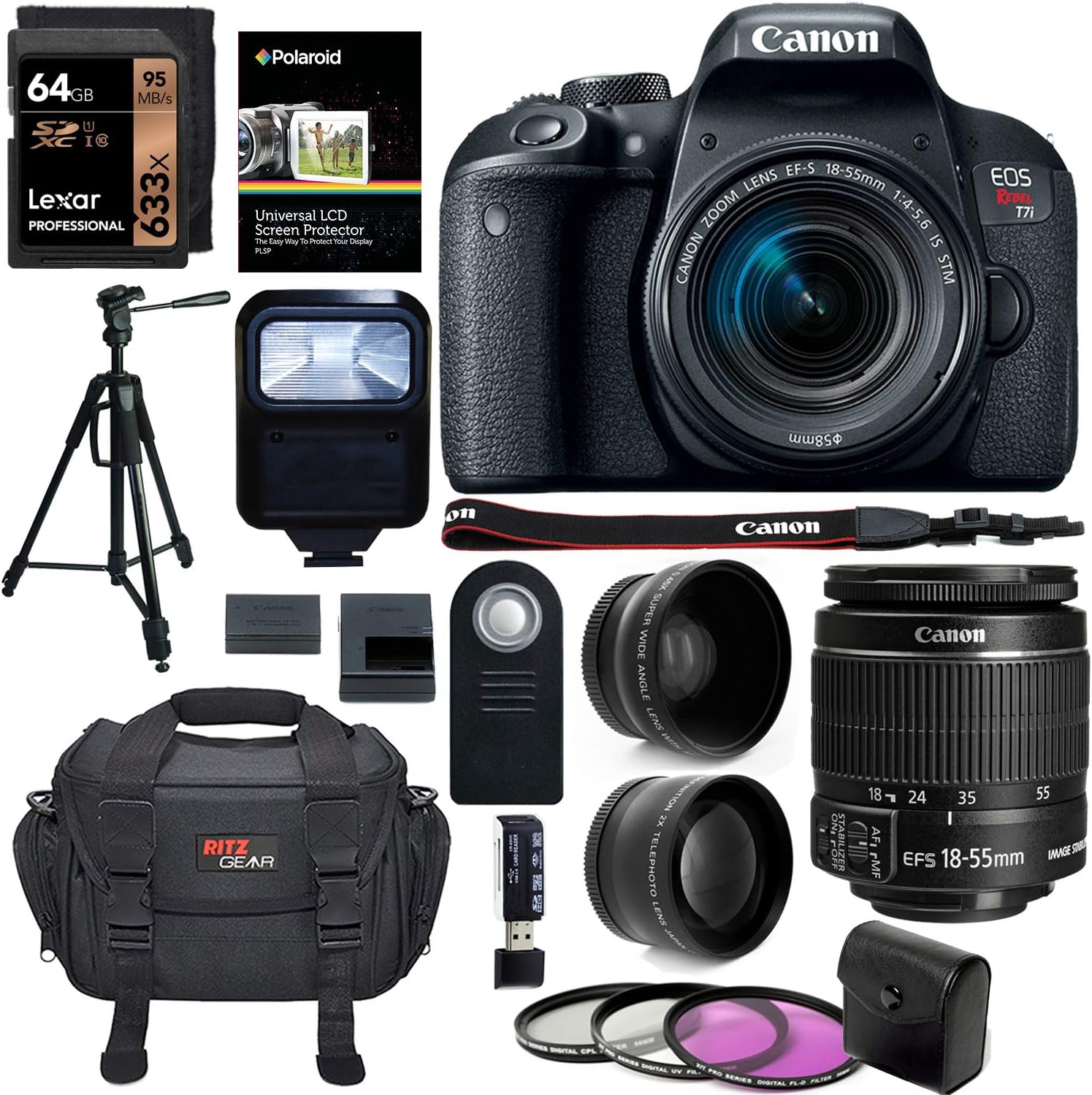 Amazon.com : Canon EOS Rebel T7i Camera EF-S 18-55 is STM Lens Kit ...