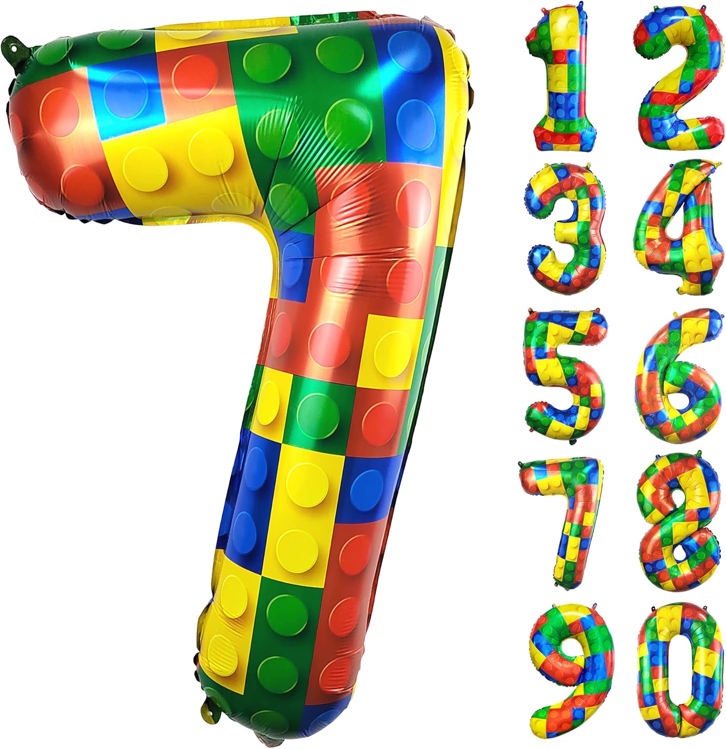 Amazon.com: 32 Inch Building Block Number 7 Balloons 7 year birthday ...