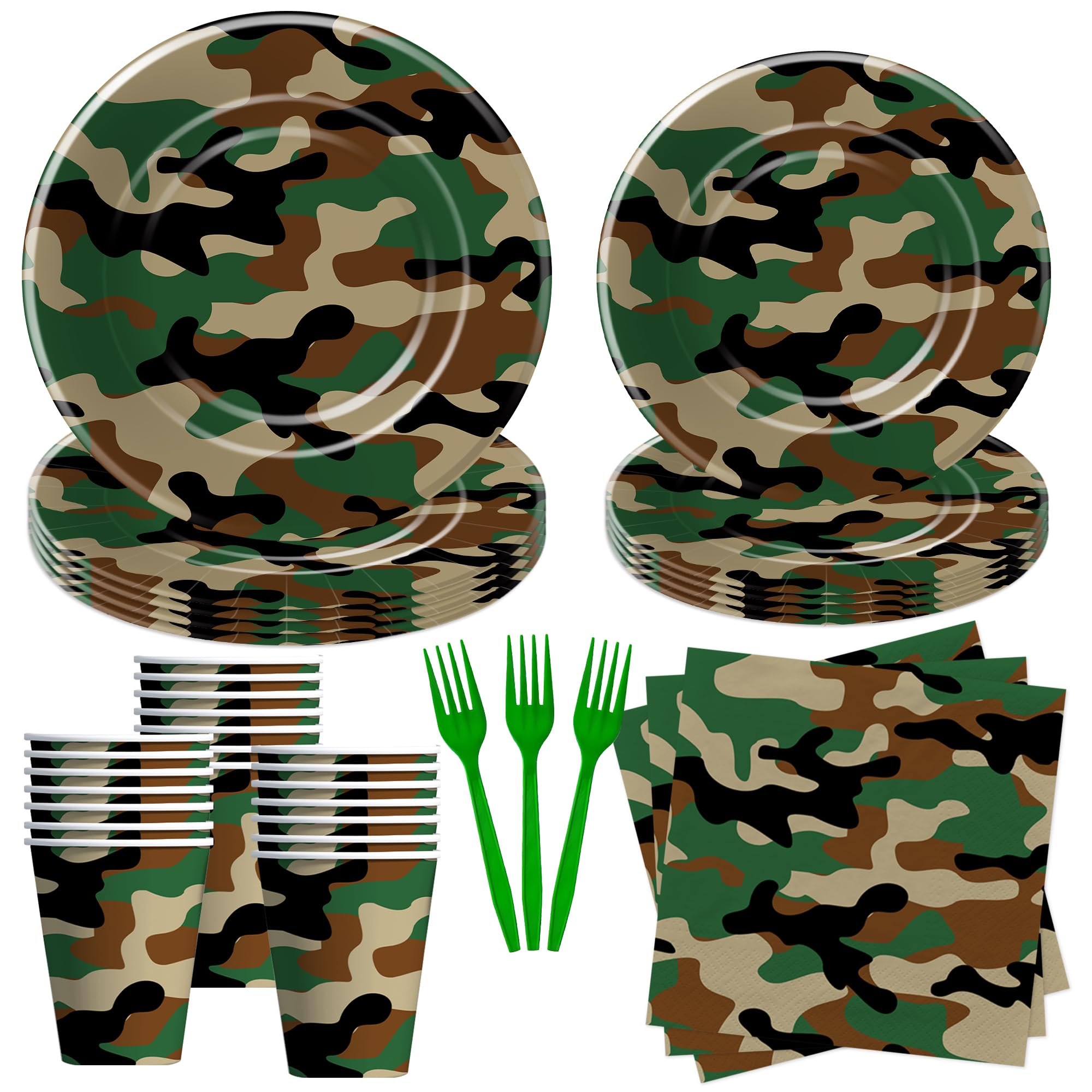 Amazon.com: Xenorik Camouflage Plates And Napkins Party Supplies - Camo ...
